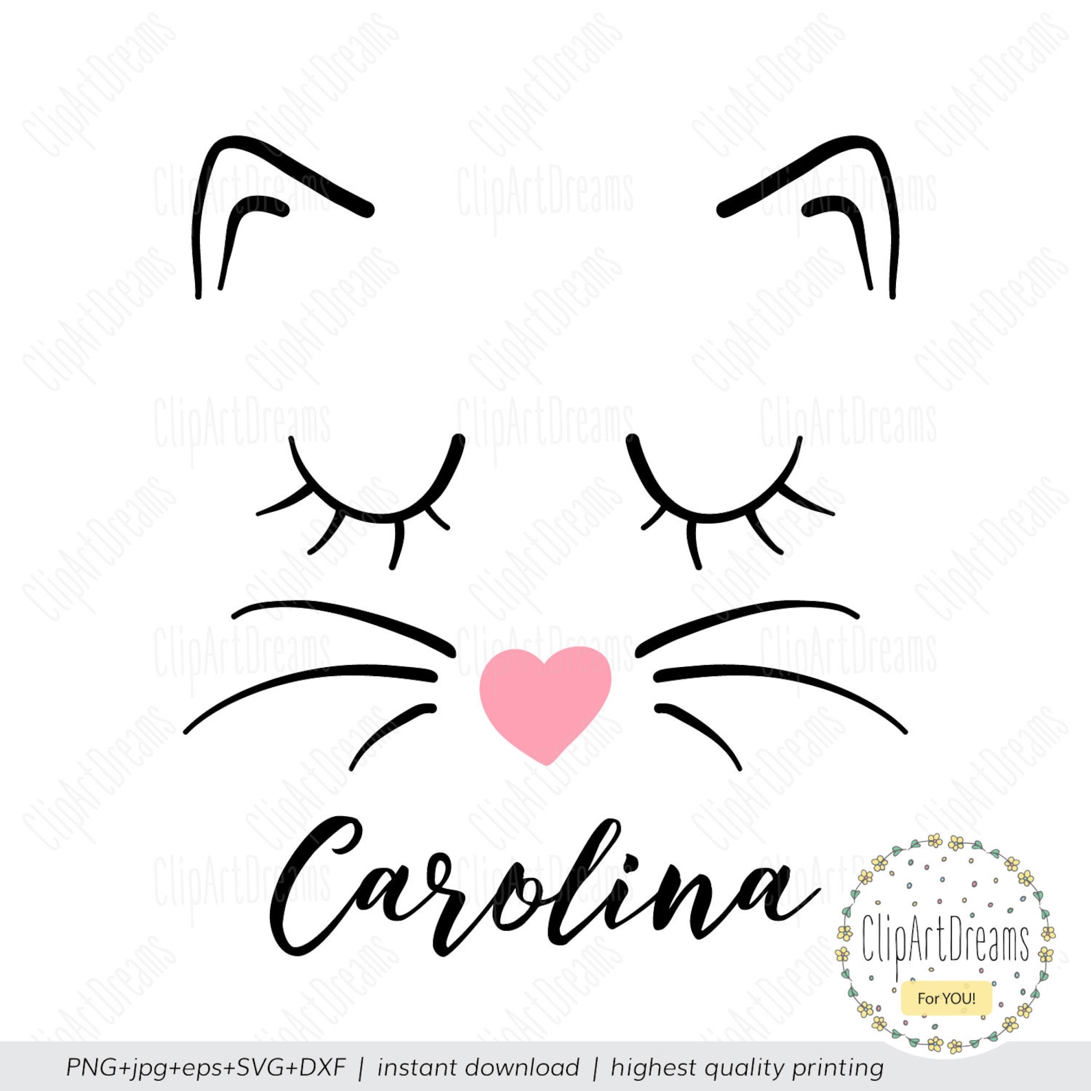 Kitty Face Kitty Face Svg Cat Ears Svg Kitten Nose Cat Face Etsy