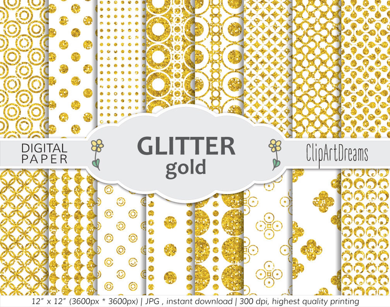 140 Gold Glitter Digital Paper Pack Digital Paper Gold Foil | Etsy