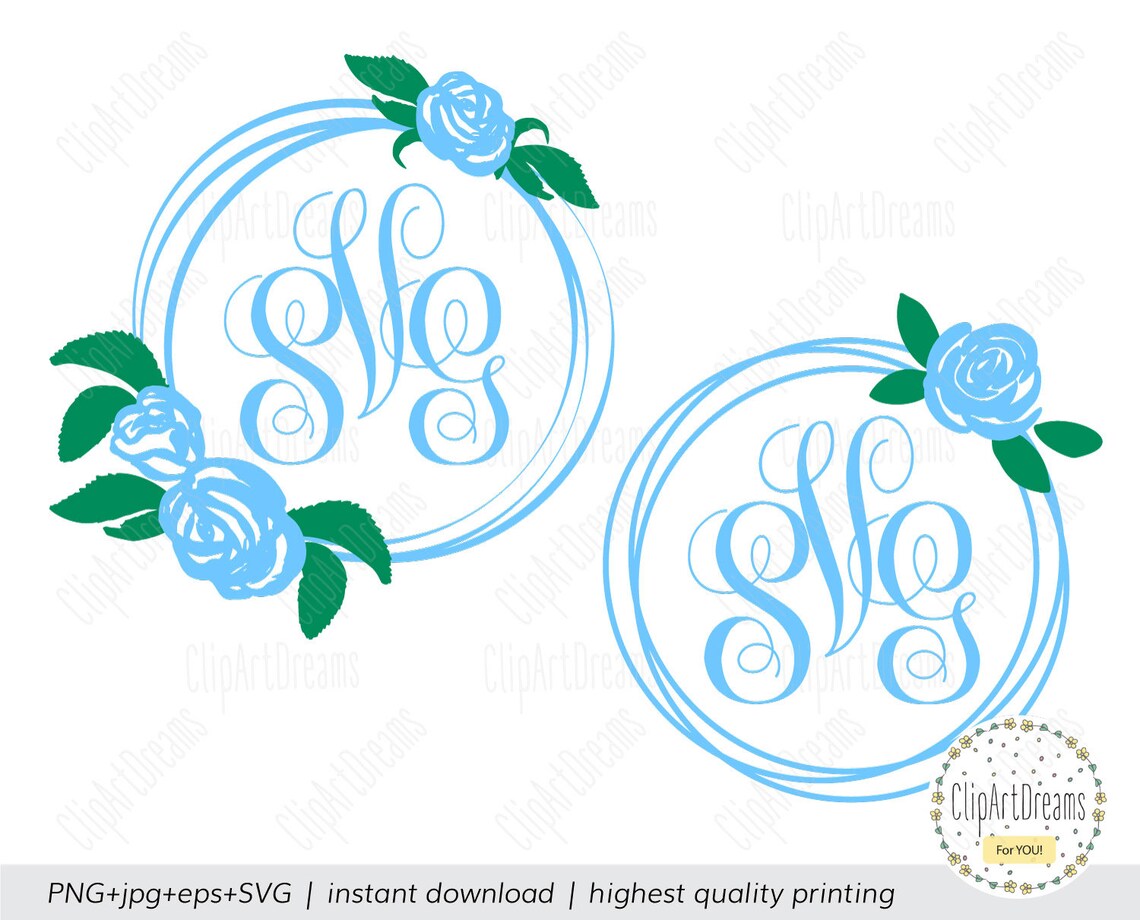 Baby Boy Monogram frame svg Flower Monogram Frame SVG Circle | Etsy