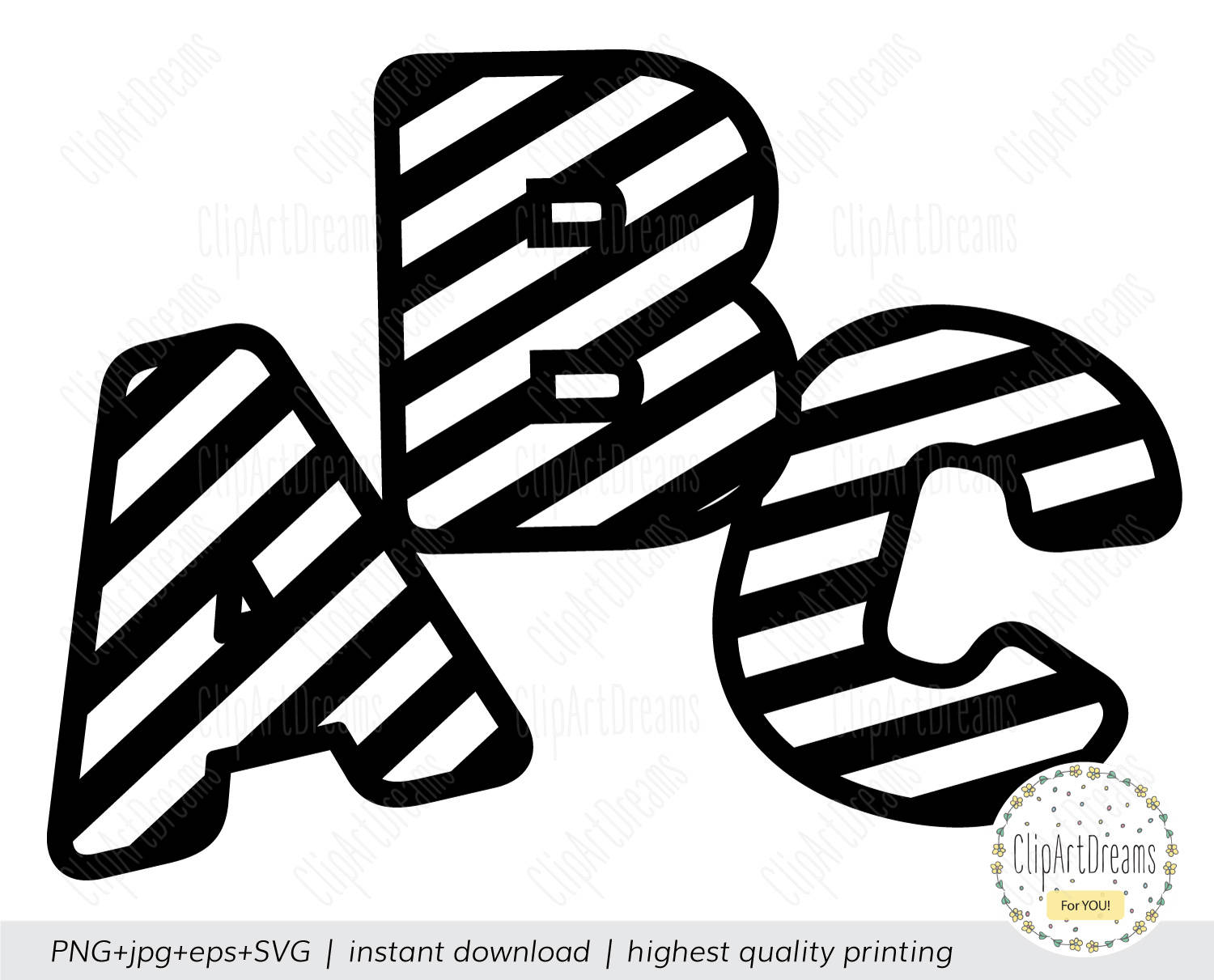 Striped Font SVG Striped Zebra Letters Alphabet Svg files | Etsy