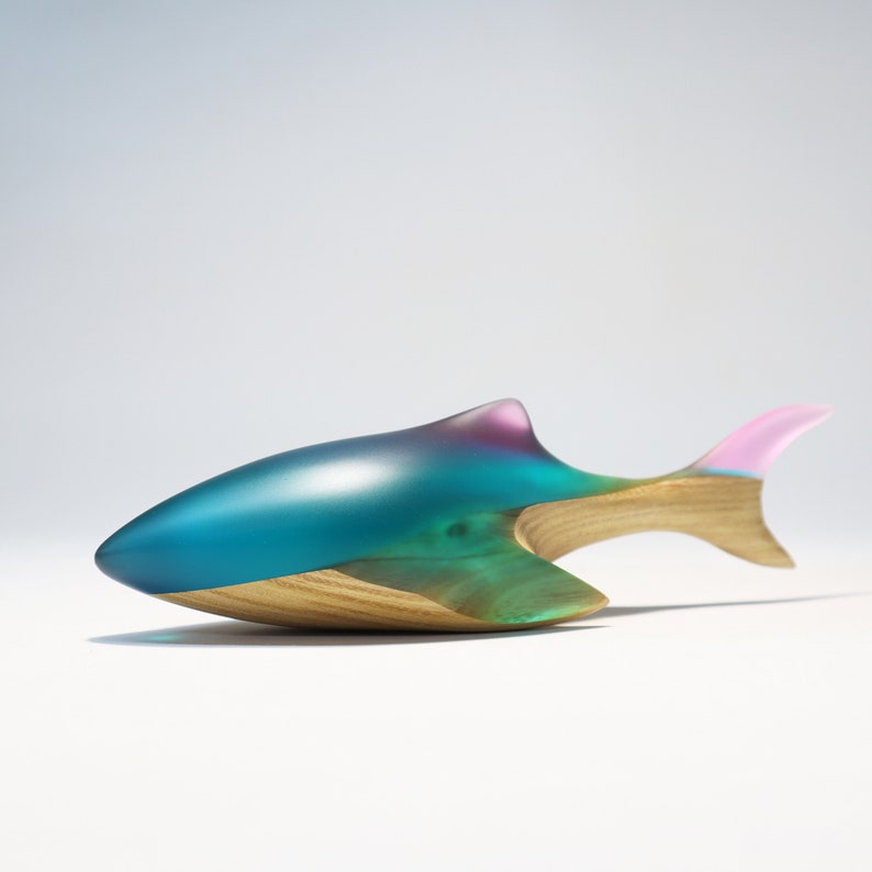 Duo Shark Matte Epoxy Art Wooden Sculpture Wood Carving - Etsy