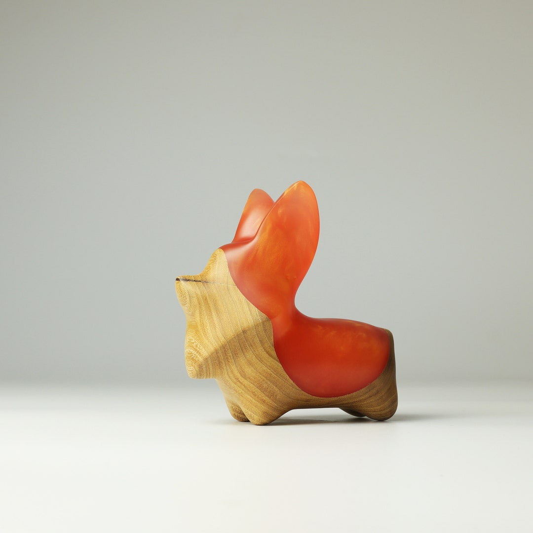 Corgi Dog Epoxy Resin Sculpture Art Wood Carving Wood - Etsy