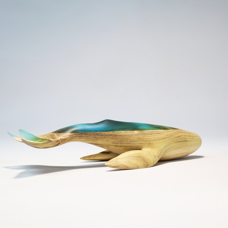 Duo Whale Matte Epoxy Art Wooden Sculpture Wood Carving - Etsy