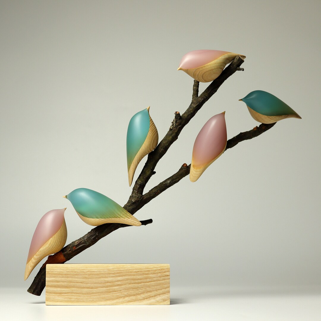 Love Birds, Family Love,wood Sculpture,epoxy Resin,bird Figurine,art ...