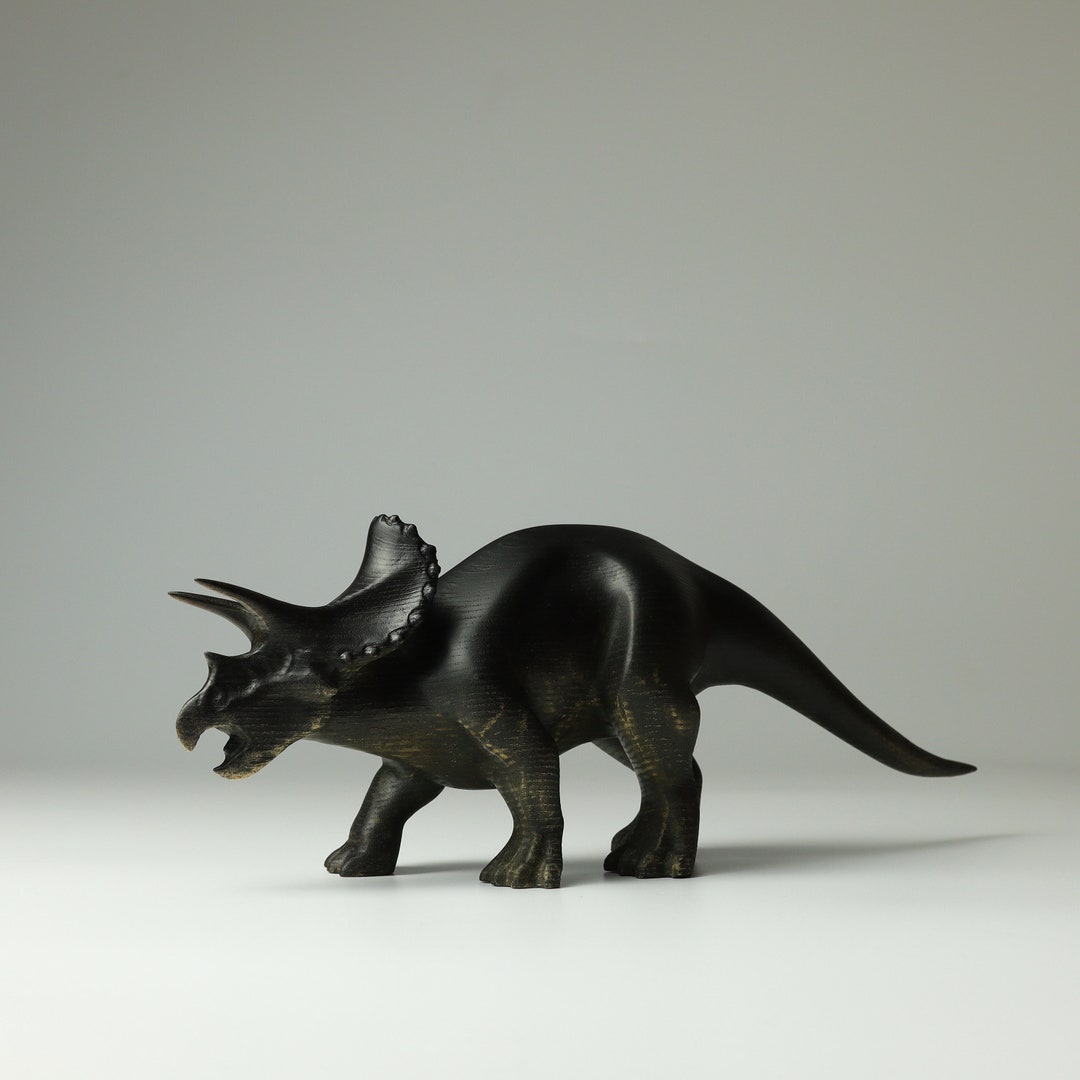 Triceratops, Dinosaur Carved in Wood, Wood Carving, Hand Made, Gift ...