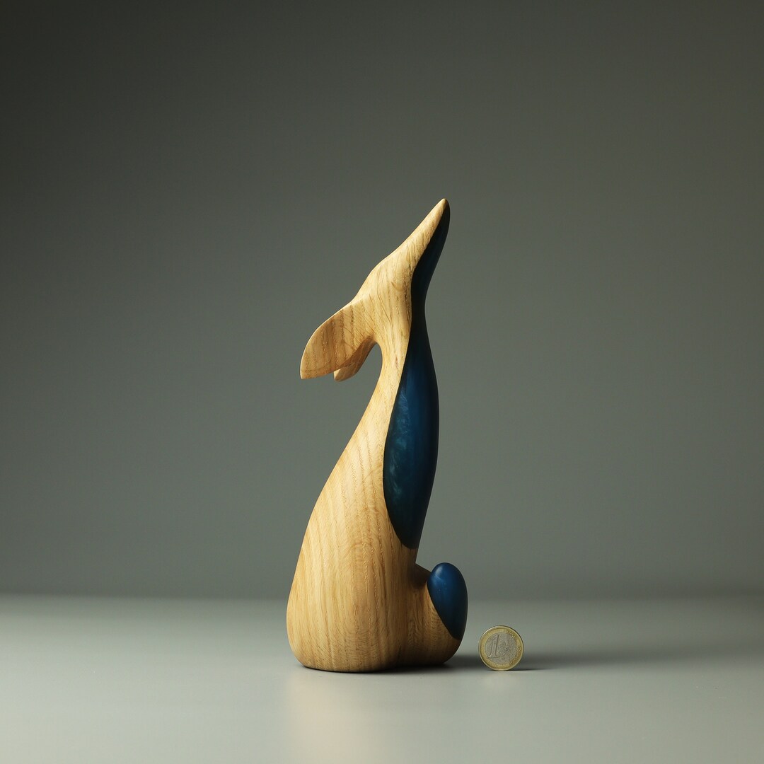 Fox, Fox Carved in Wood With Resin, Wooden Fox, Epoxy Resin, Resin ...