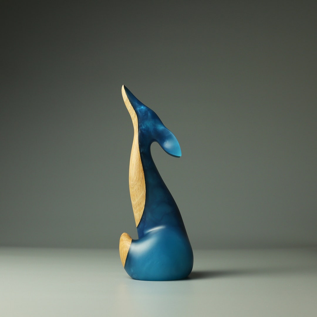 Fox, Fox Carved in Wood With Resin, Wooden Fox, Epoxy Resin, Resin ...