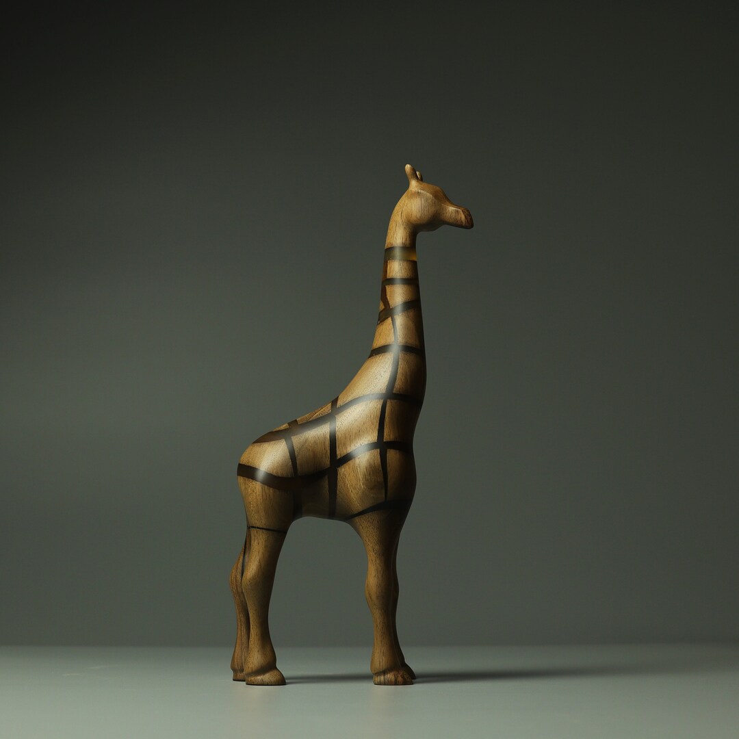 Giraffe, Visible Bubbles, Giraffe Carved in Wood With Resin, Wooden ...