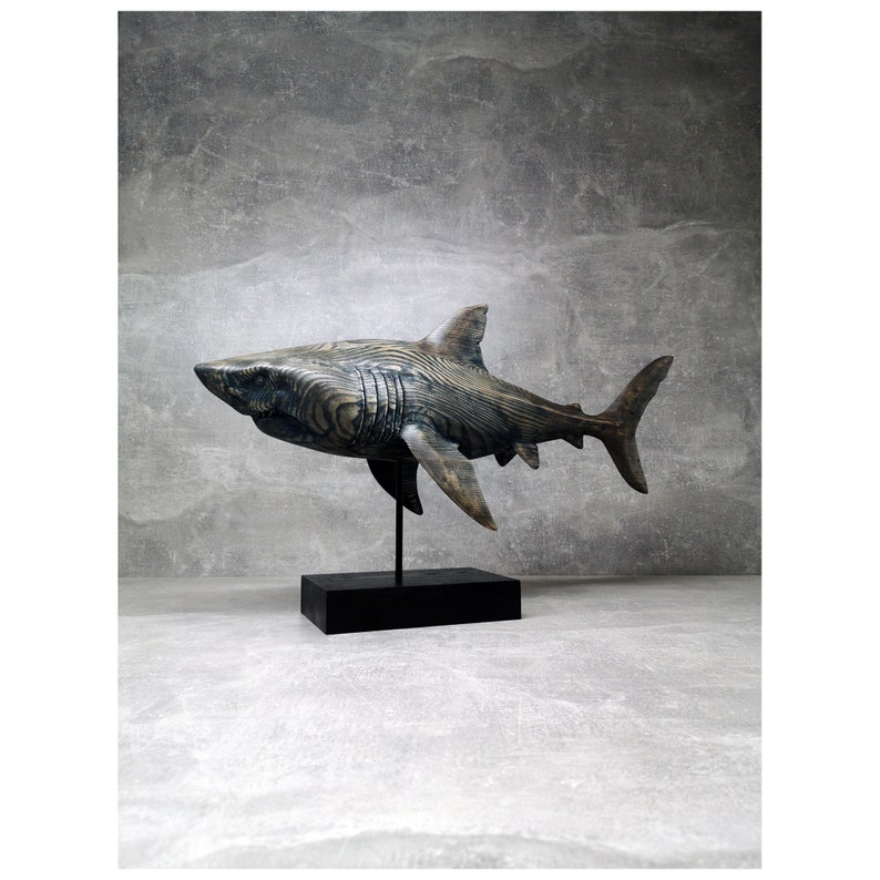 Shark Sculpture Carved in Wood Wood Art Hand Made Animal - Etsy