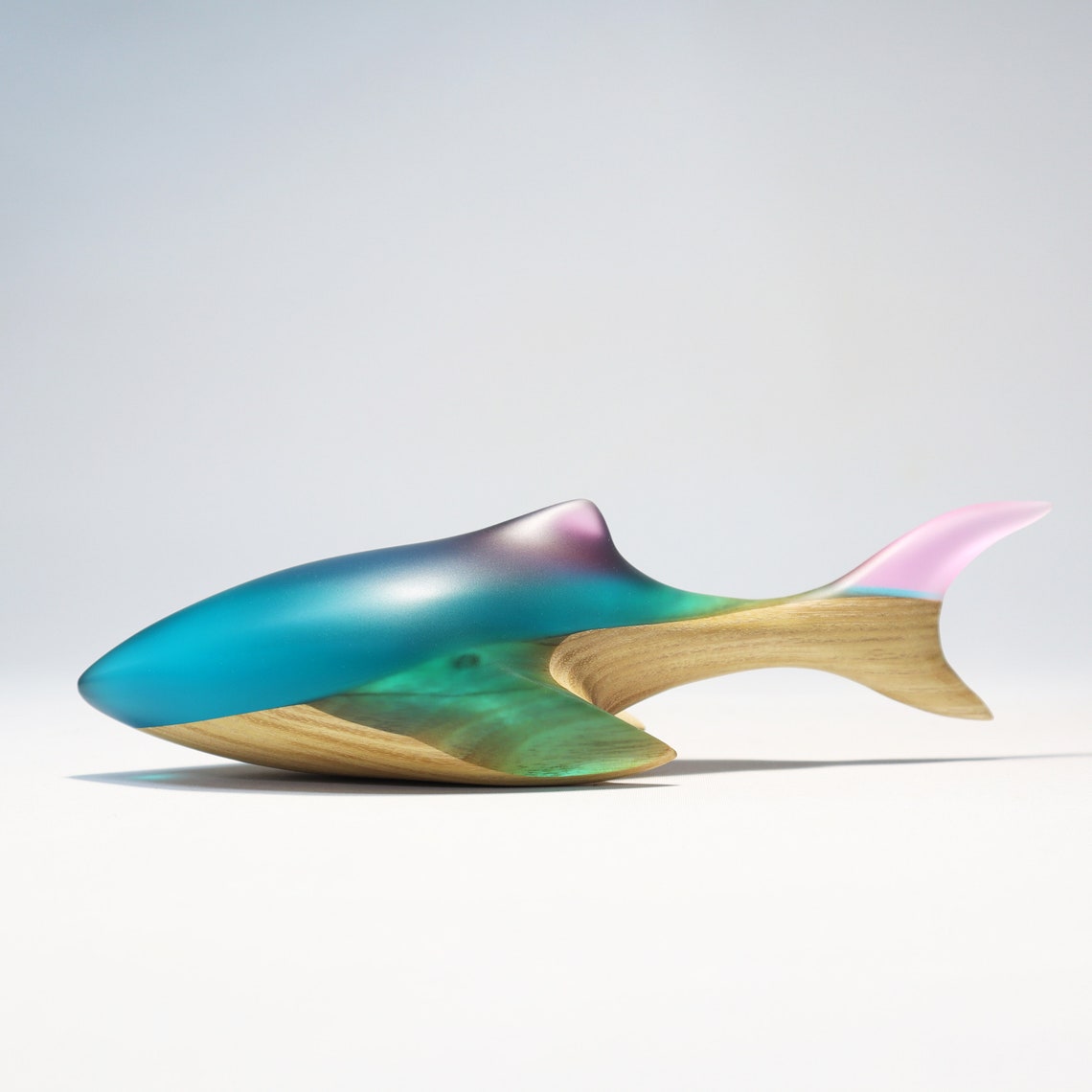 Duo Shark Matte Epoxy Art Wooden Sculpture Wood Carving - Etsy