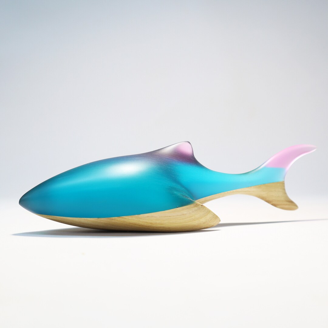 Duo Shark, Matte, Epoxy Art, Wooden Sculpture, Wood Carving, Wooden ...