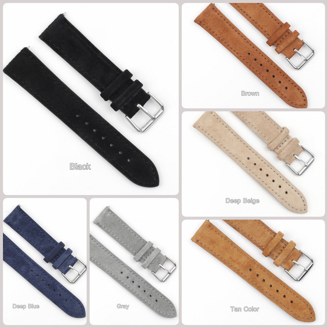 Genuine Leather Watch Strap, Suede Watch Band With Buckle, Watch Strap ...