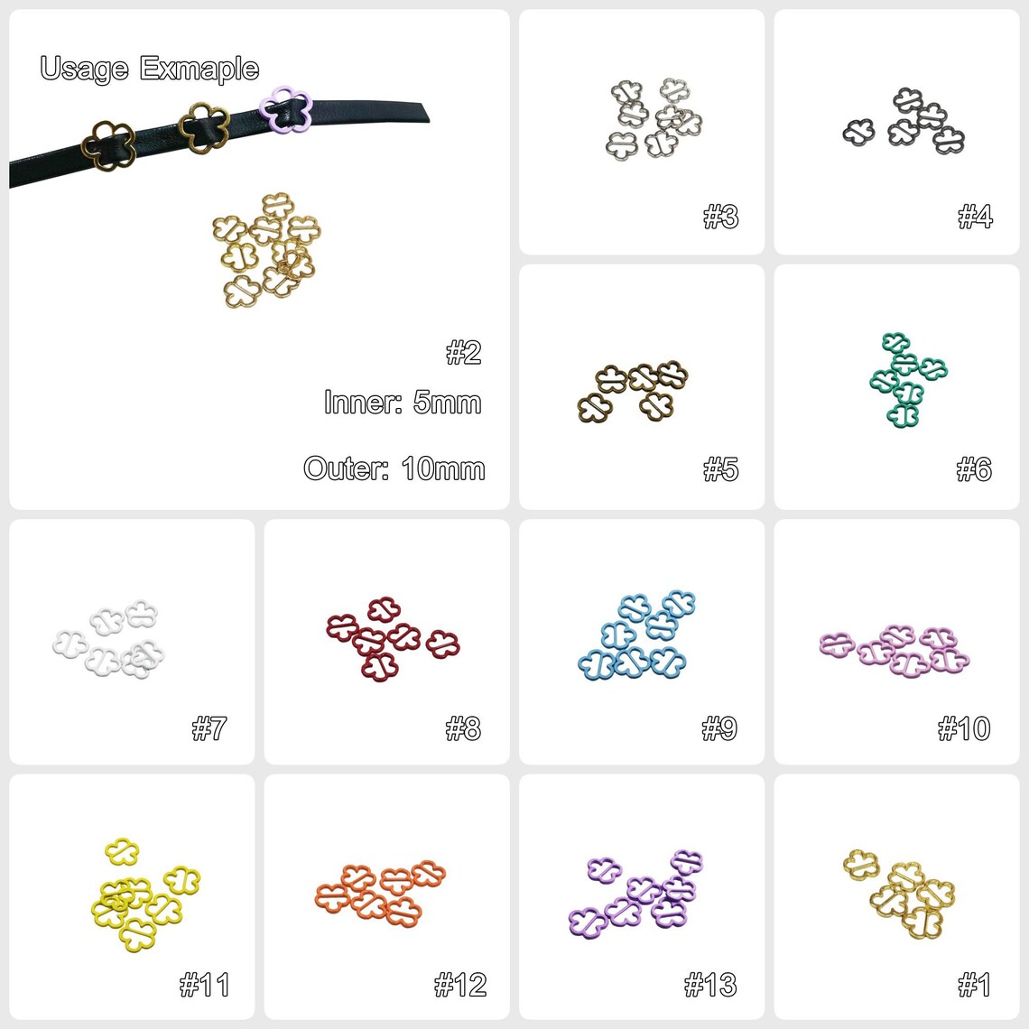 Doll Garment Charms Buckles Supplies, Inner 5mm Flower Blet Buckles ...