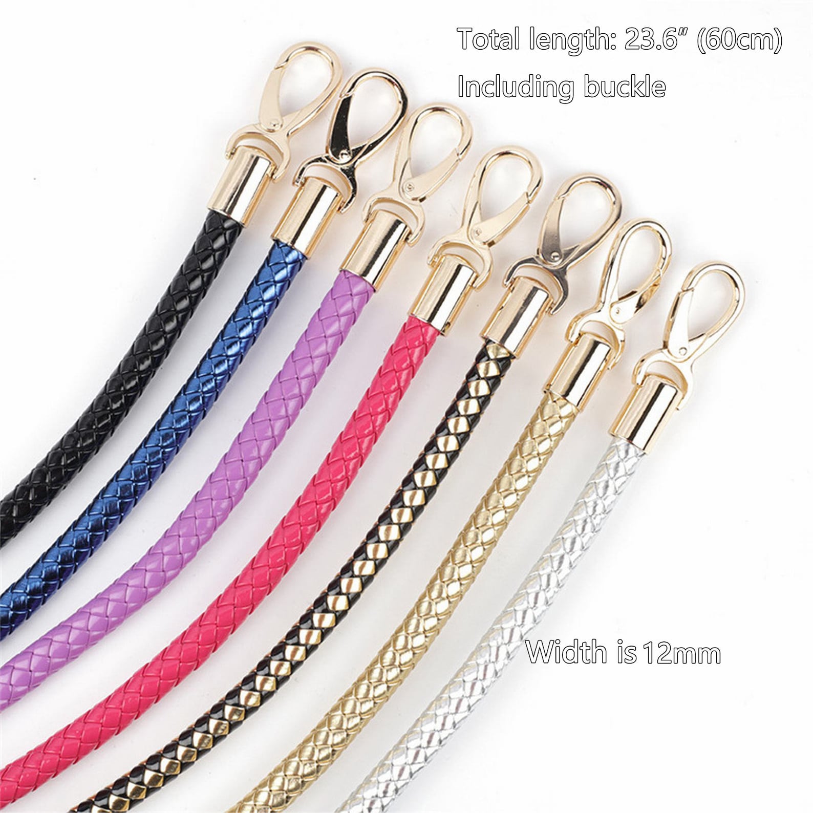 Braided Leather Handle Strap, Handbag Handle With Golden Hook, Faux PU ...