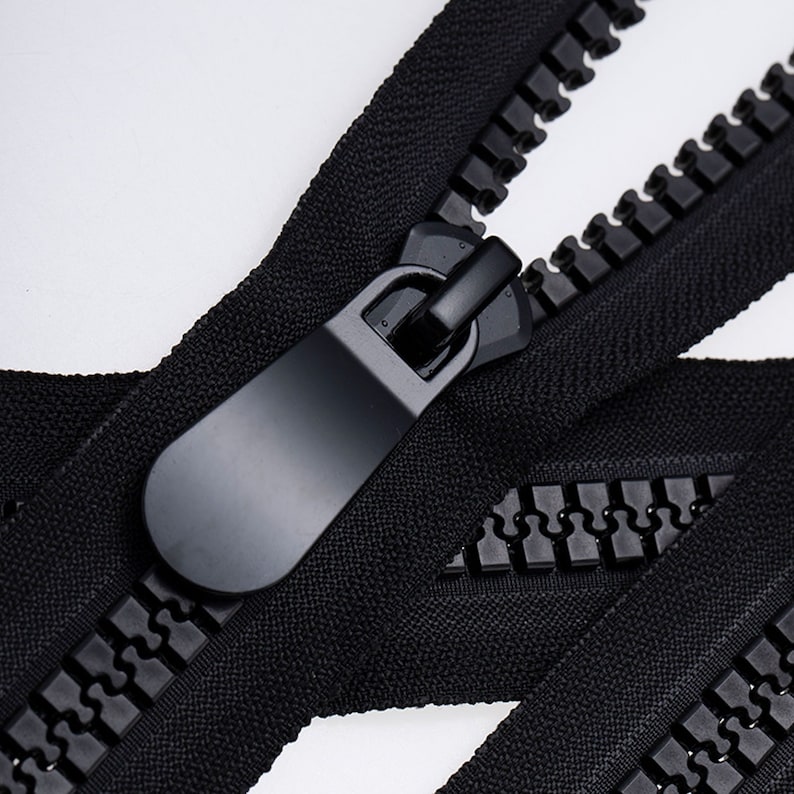27"-59" Strong Large Molded Plastic Zipper, Black Chunky Zipper With 2 ...