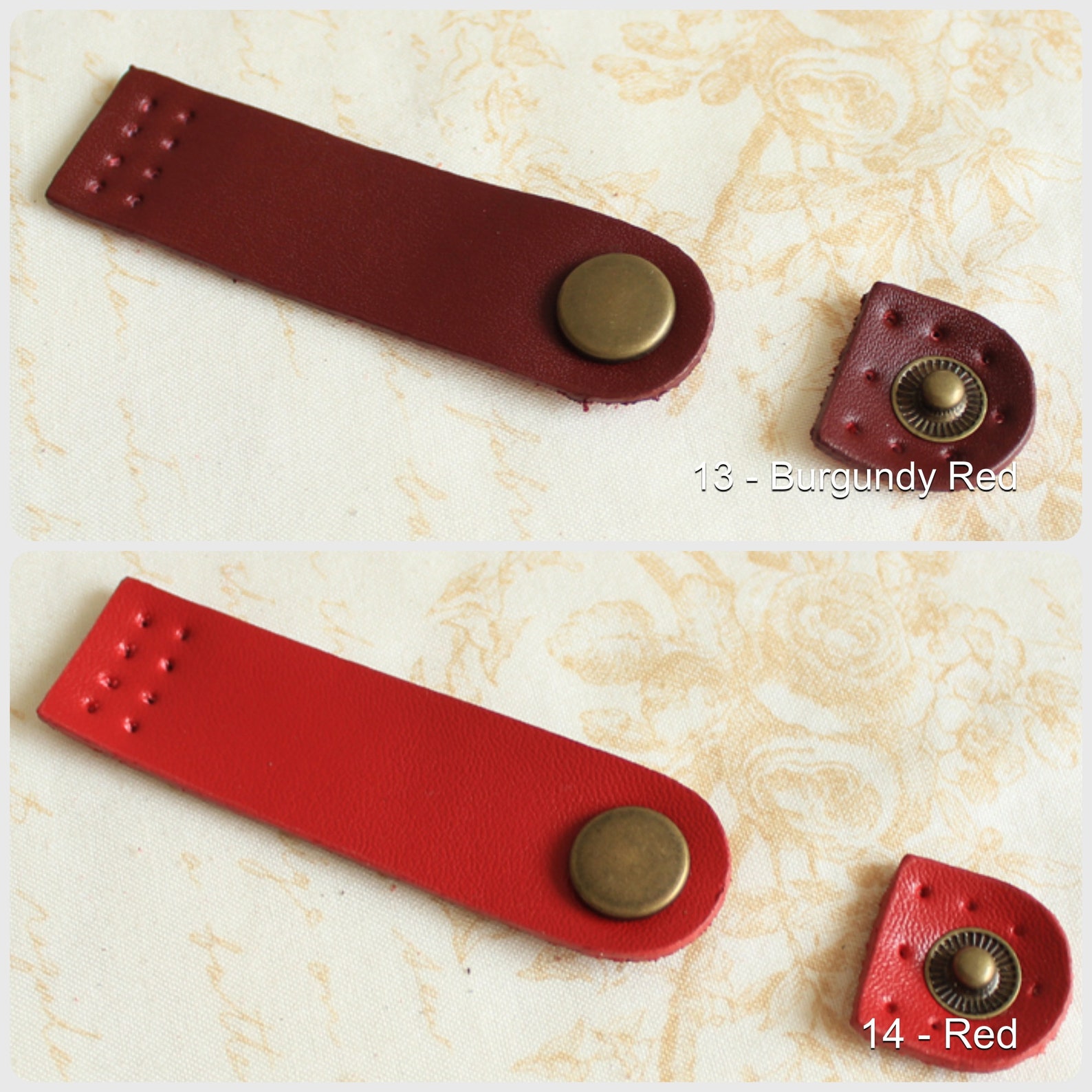 Genuine Leather With Bronze Snap, Sewing Fastener, Sew on Leather Snap ...