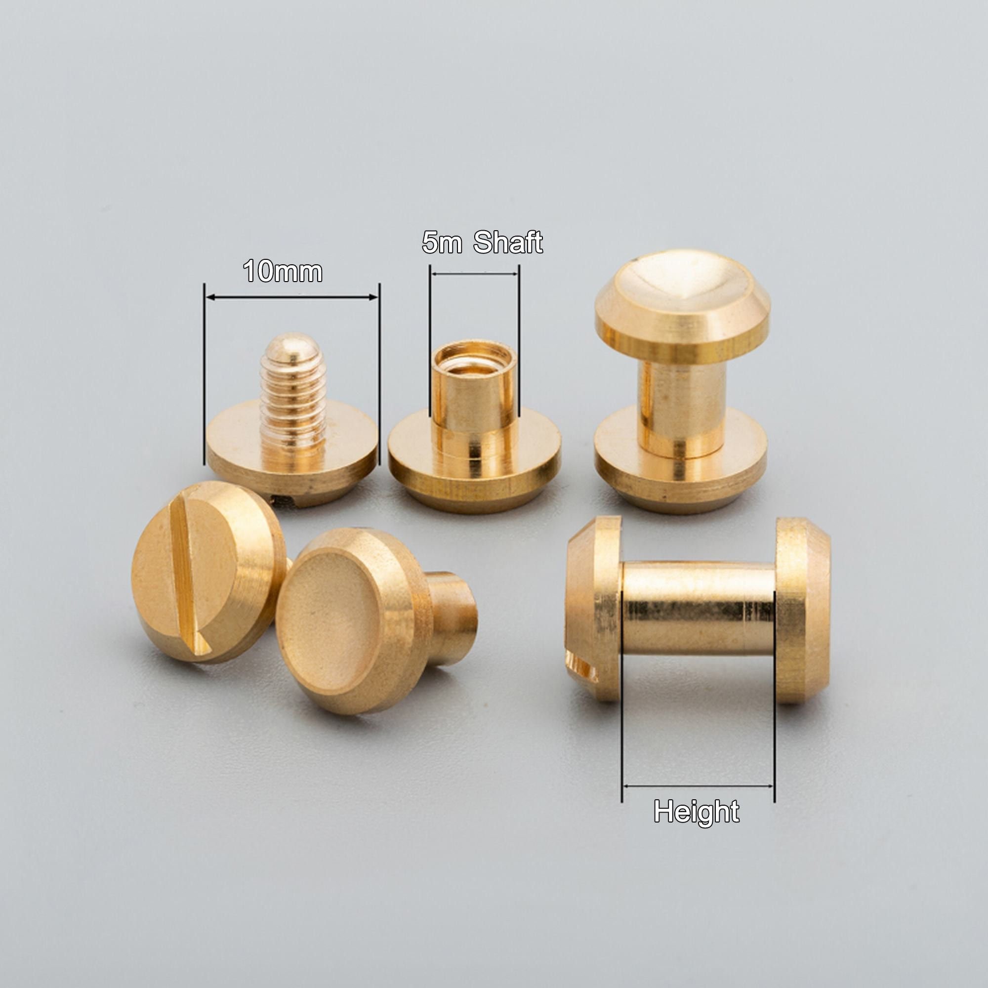 Solid Brass Chicago Screw Rivet, Multi Lengths Concave Flat Button Stud ...