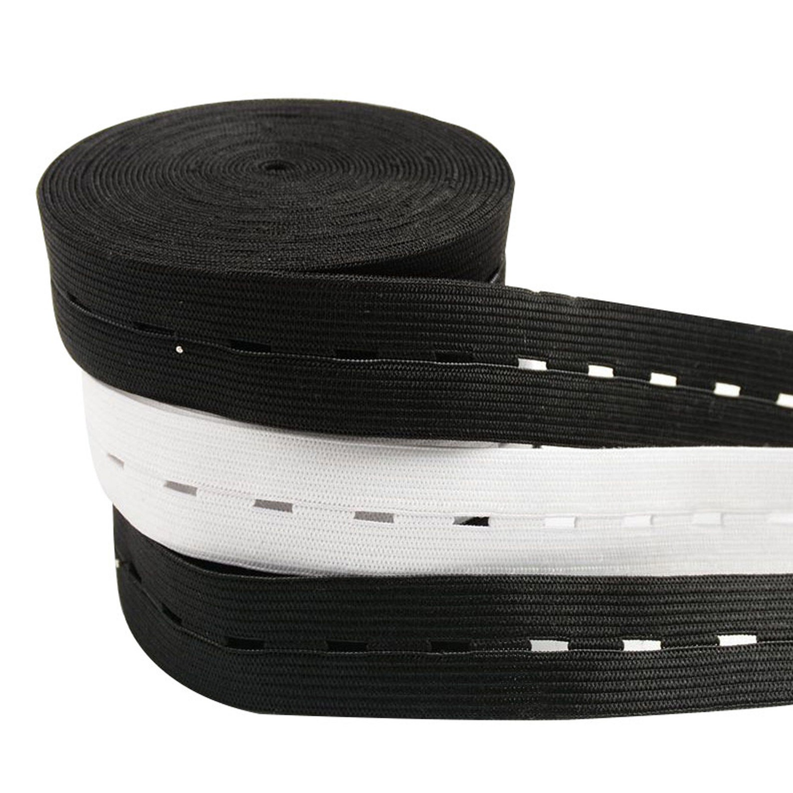 Adjustable Elastic Band With Hole - Black and White Buttonhole ...