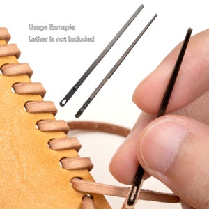 Flat Leather Sewing Needle, Leather Lacing Needles, Stainless Steel Leather Rope Needle, 1 Eye/2 ...