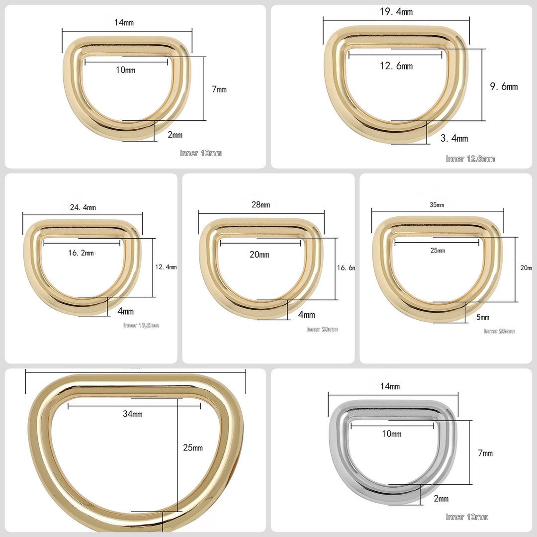Seamless D Rings for Strap Bag Purse Belt Leather Craft, Metal D Ring ...