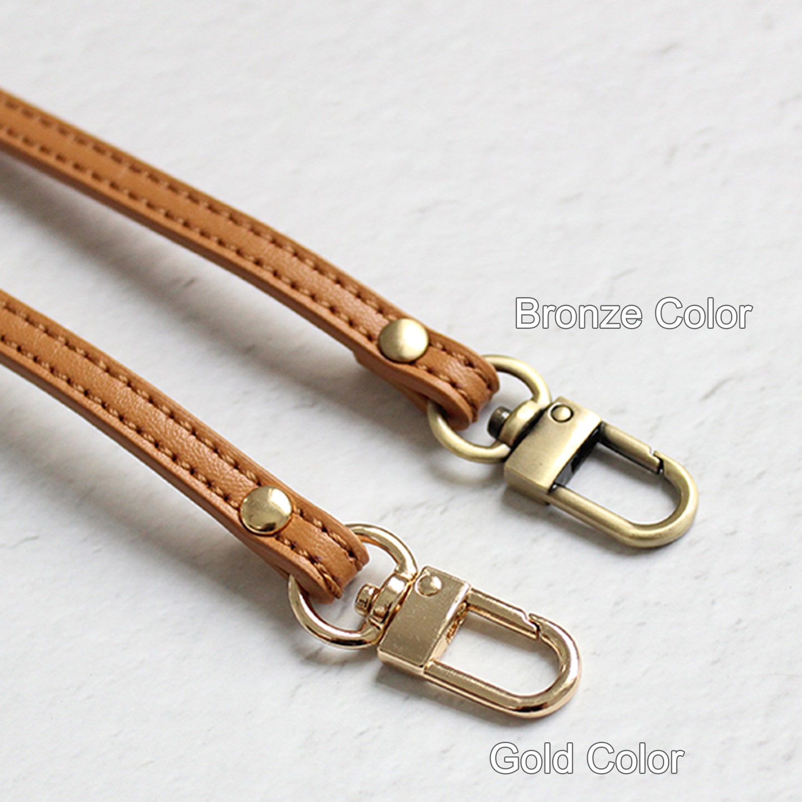 A Piece of Genuine Leather Handle, 2 Layer Leather Strap With Gold ...