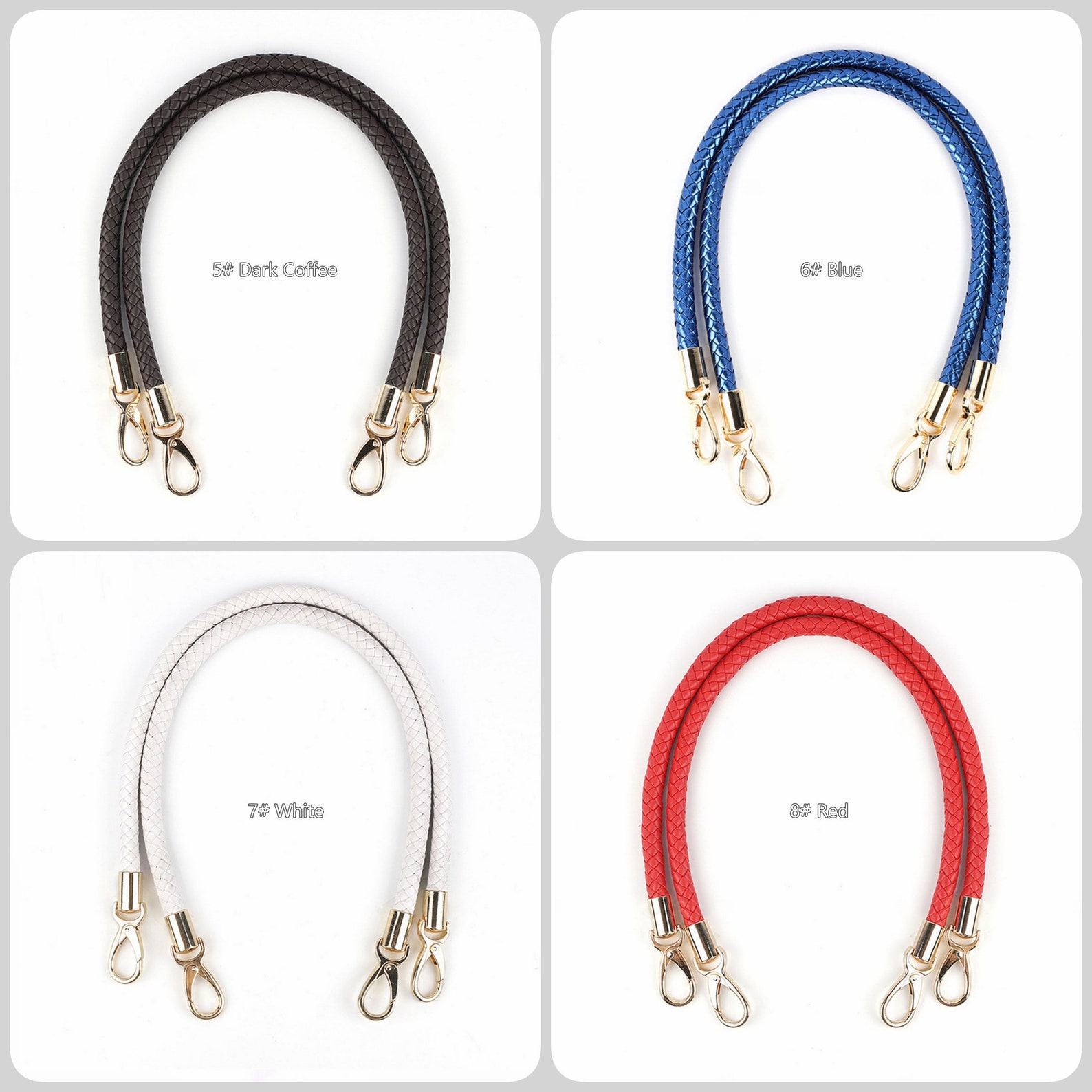 Braided Leather Handle Strap, Handbag Handle With Golden Hook, Faux PU ...