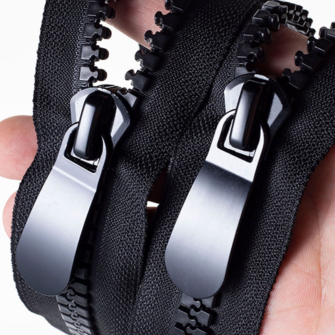 27"-59" Strong Large Molded Plastic Zipper, Black Chunky Zipper With 2 ...