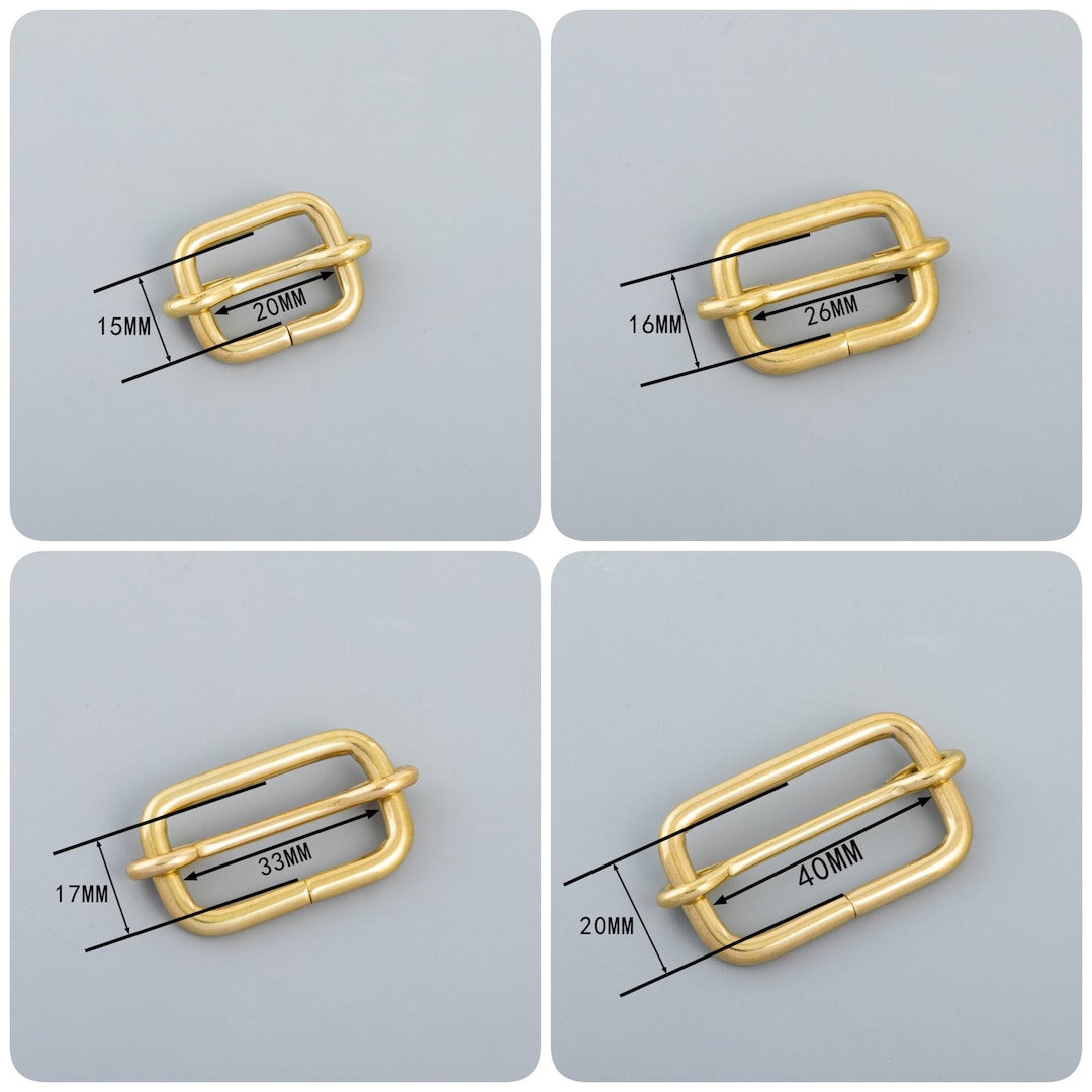 Movable Bar Slide Strap Buckle, Solod Brass Adjustable Rectangle Double ...