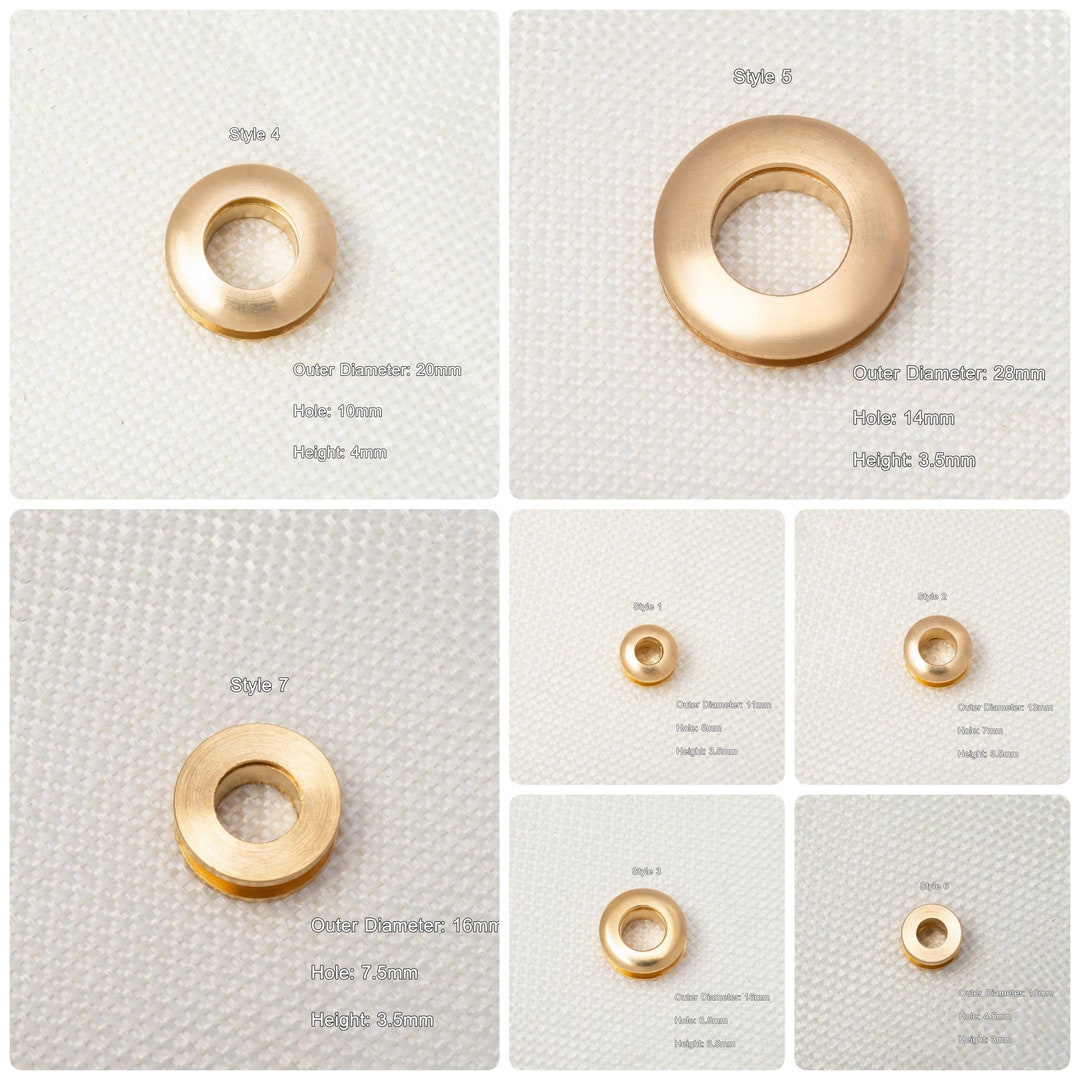 Solid Brass Screw Grommet Eyelet Rings, Round Eye Purse Loops Belt ...