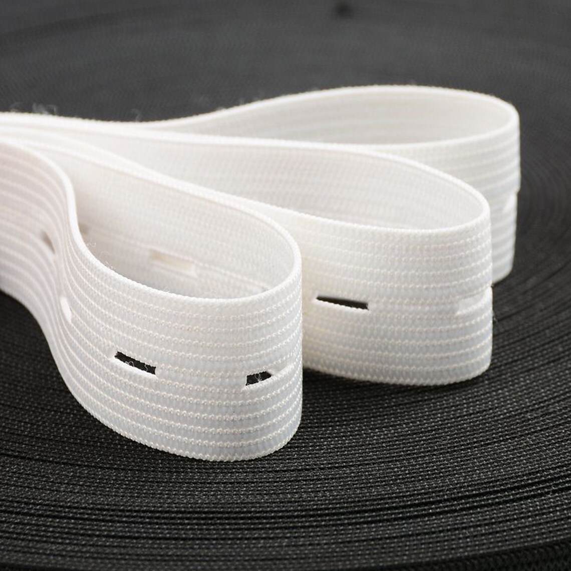 Adjustable Elastic Band With Hole - Black and White Buttonhole ...