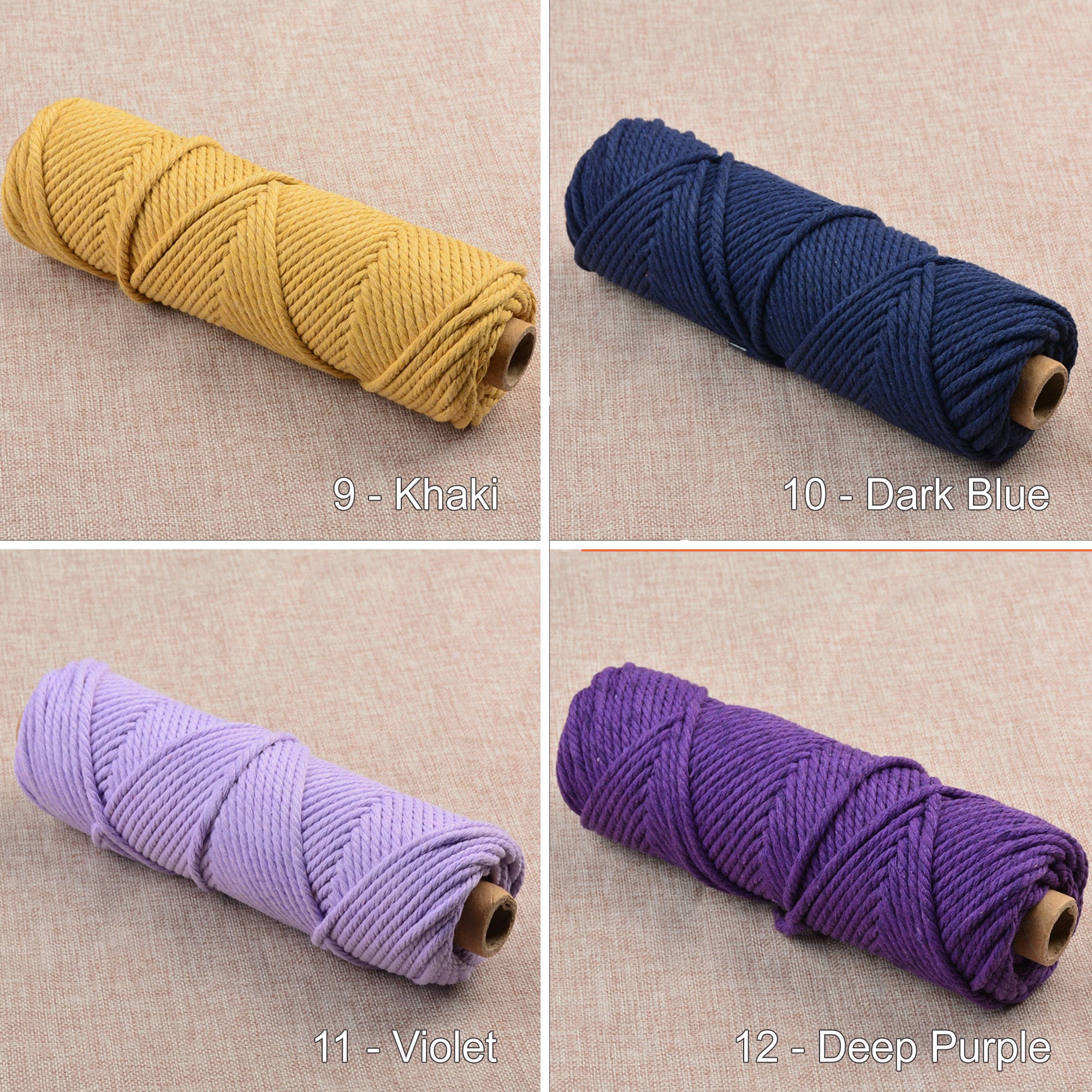 Macrame Cord - 4mm Braided Cotton Cord - Twisted Soft Cotton Rope - Diy ...