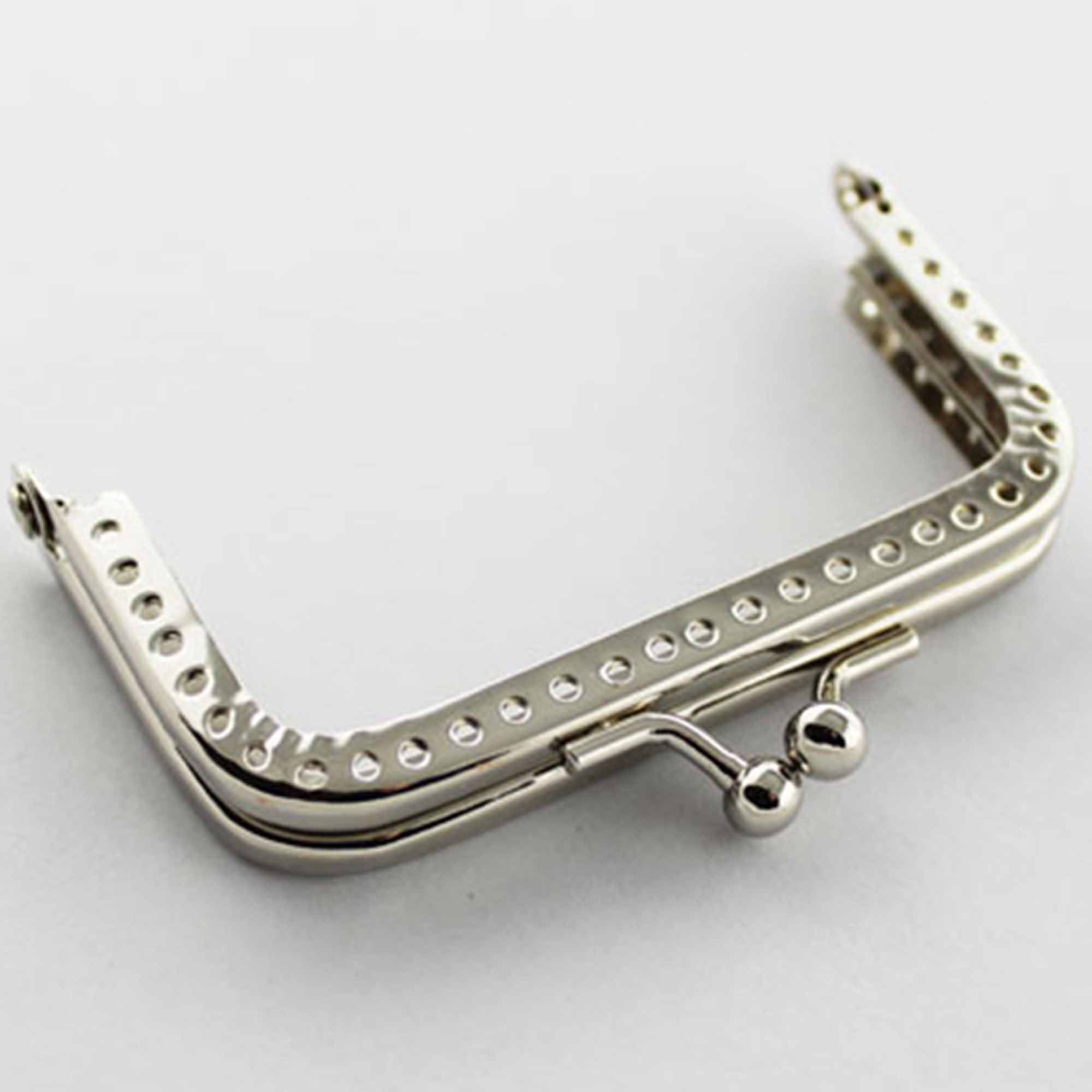 Kiss Lock Purse Frame, Vintage Silver Metal Purse Frame, Rectangular ...