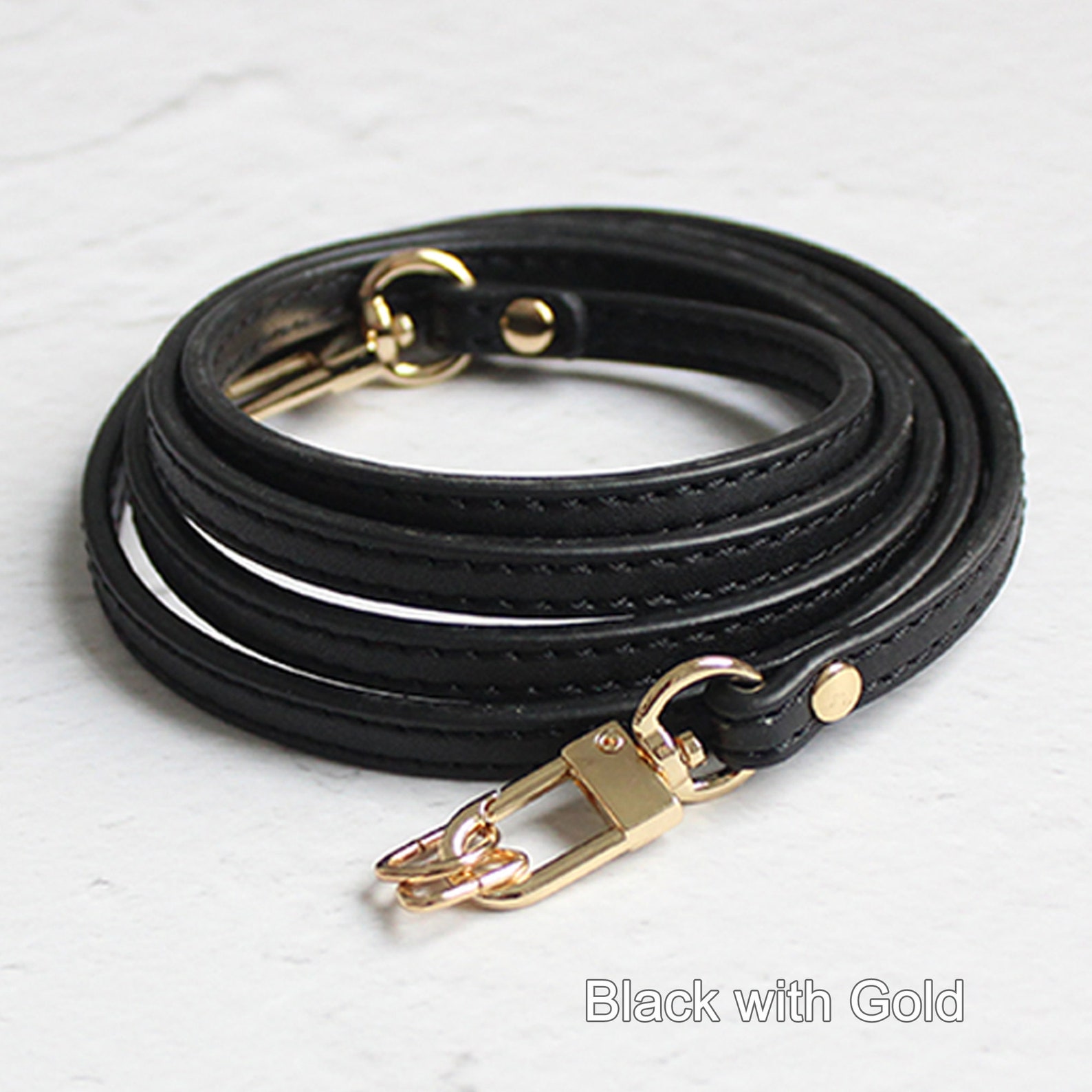 A Piece of Genuine Leather Handle, 2 Layer Leather Strap With Gold ...