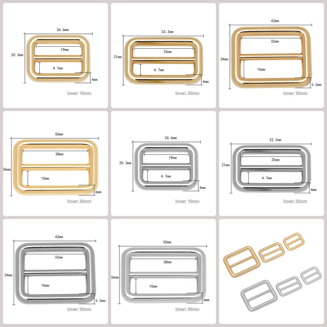 Metal Adjuster Slide Belt Buckle, Gold/ Silver Tone Strap Fasteners ...