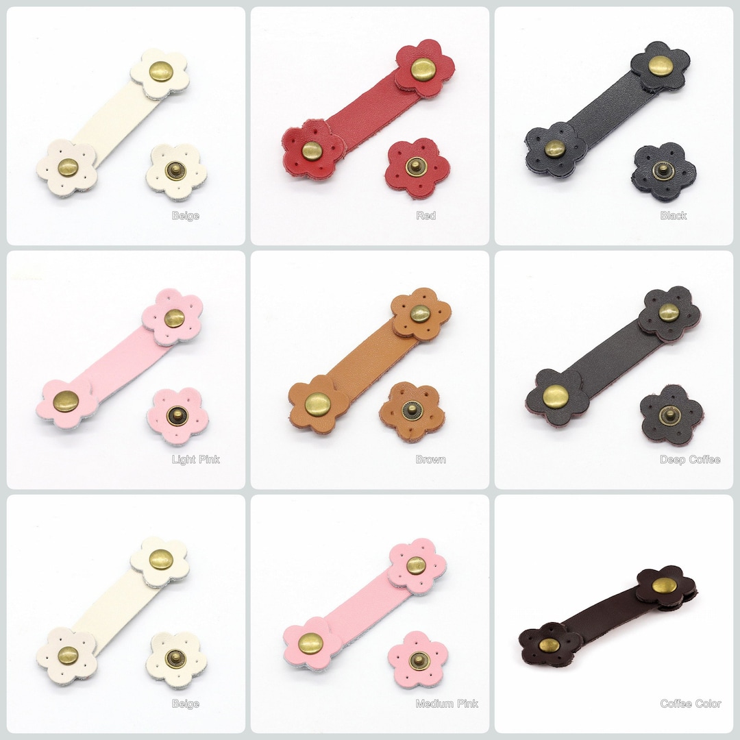 Sew on Genuine Leather Buckle Snap Closure Replacement, Leather Button ...