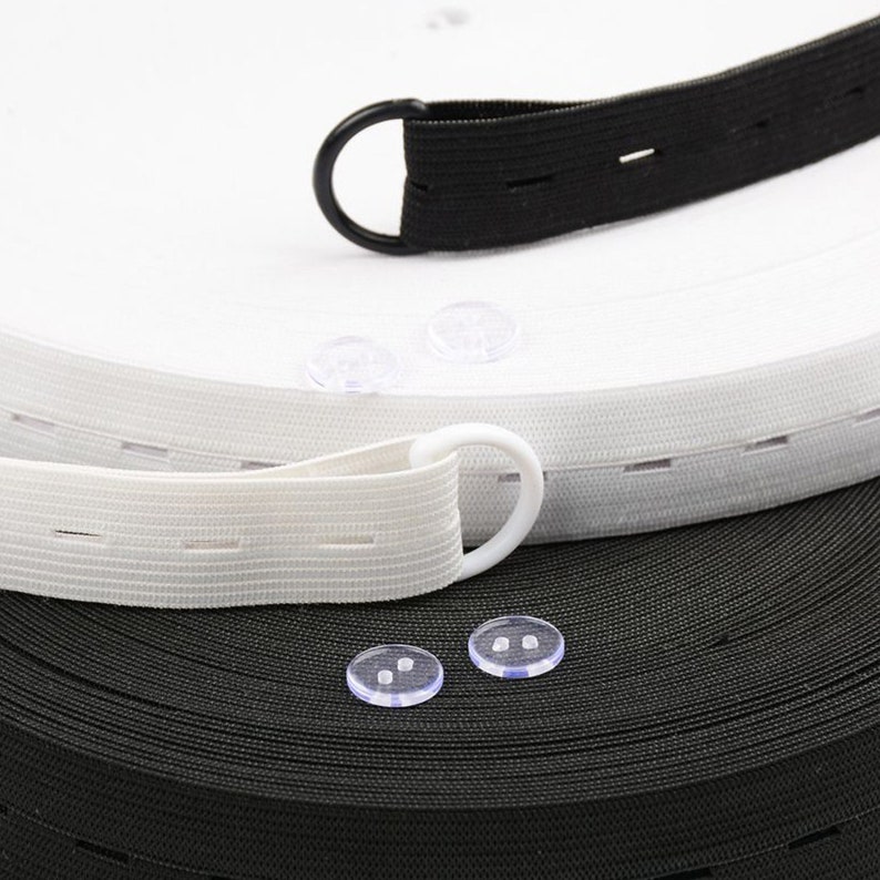 Adjustable Elastic Band With Hole - Black and White Buttonhole ...
