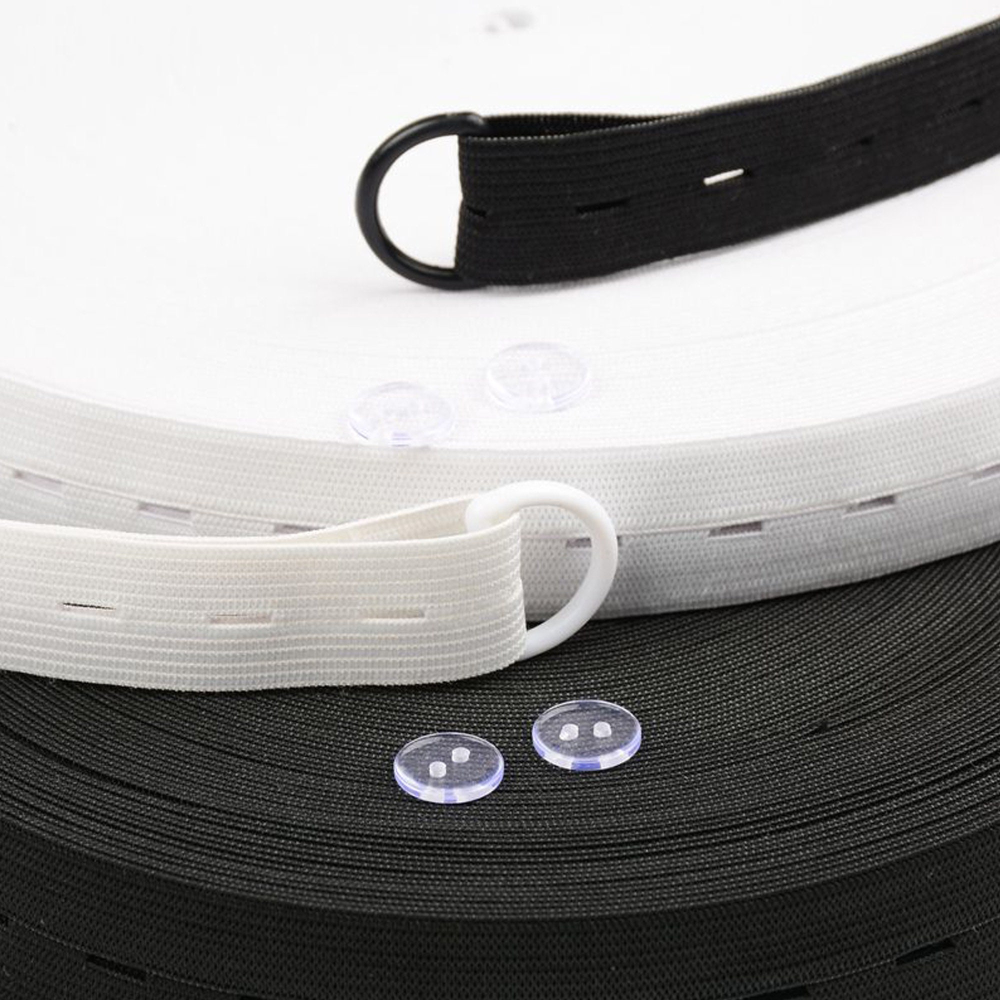 Adjustable Elastic Band With Hole - Black and White Buttonhole ...