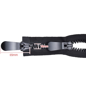 27"-59" Strong Large Molded Plastic Zipper, Black Chunky Zipper With 2 ...