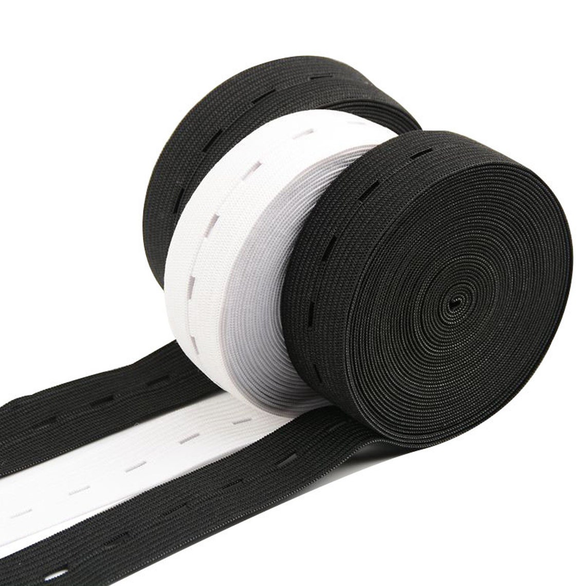 Adjustable Elastic Band With Hole - Black and White Buttonhole ...