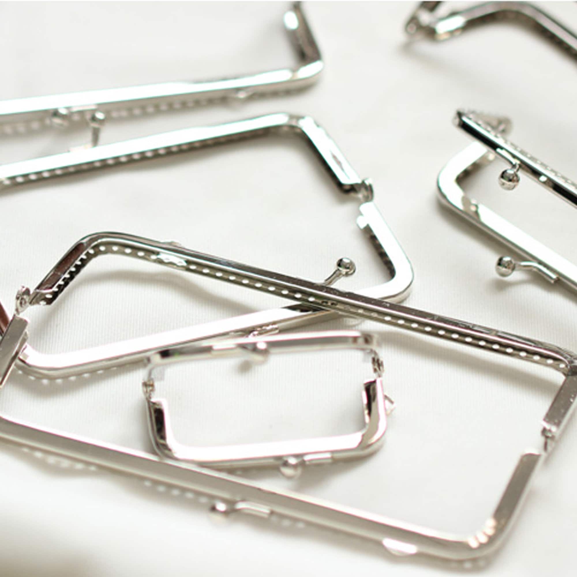 Kiss Lock Purse Frame, Vintage Silver Metal Purse Frame, Rectangular ...