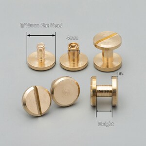 Solid Brass Screw Rivets Leather Fastener Studs, Thick & Sturdy 8/10mm ...