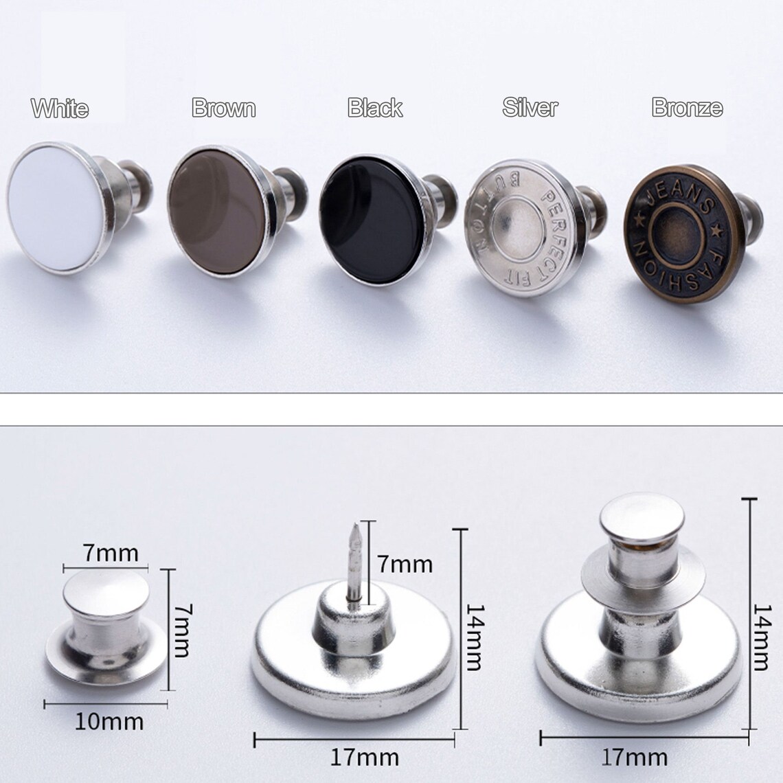 Jean Button Replacement, Reusable Metal Jeans Tacks, No-sew Removable ...