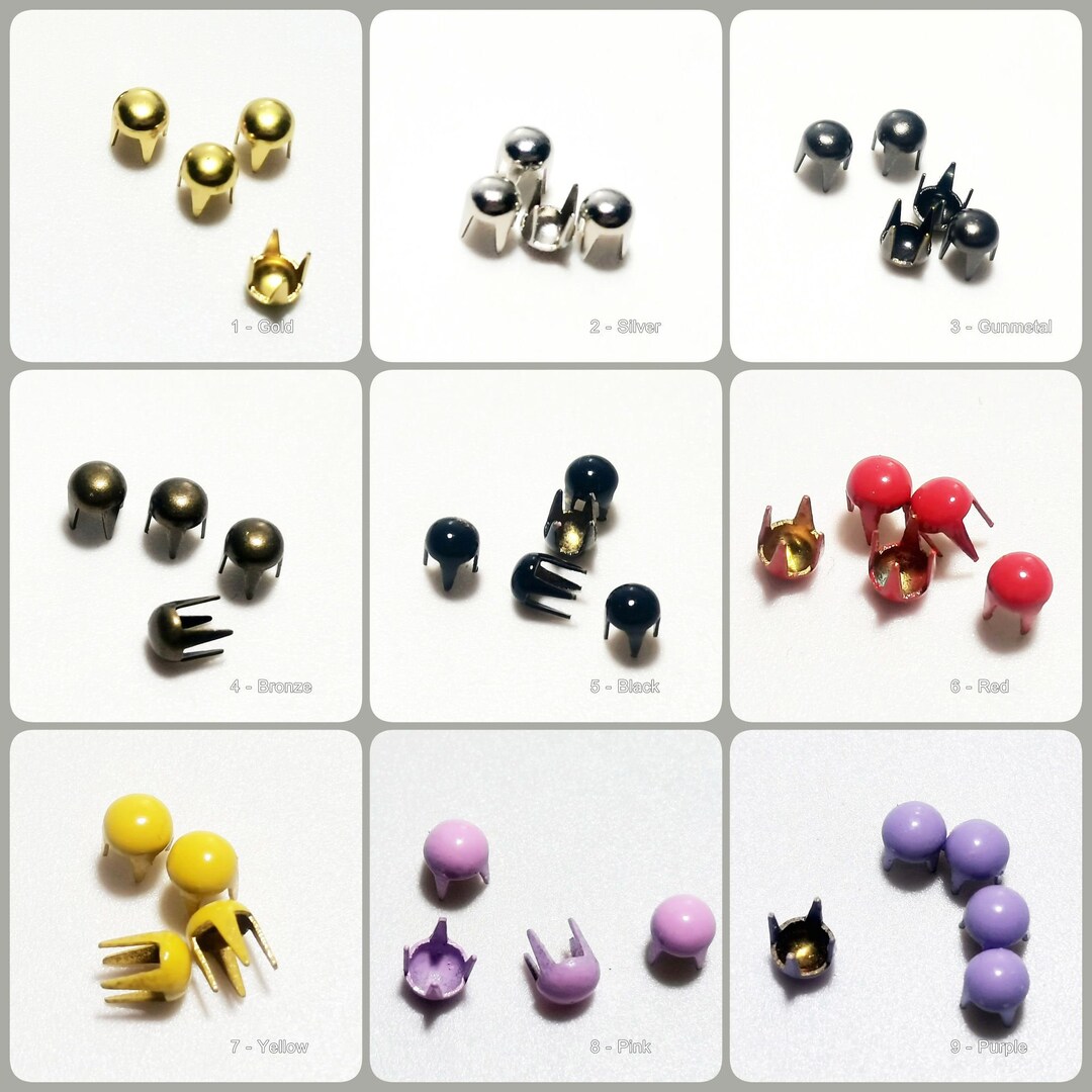 Miniature Doll Studs, 3mm Round Dome Metal Rivets Claw Studs for Doll ...