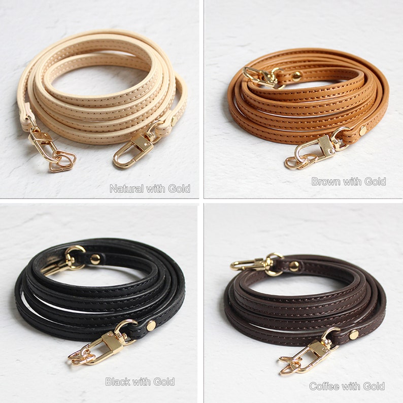 A Piece of Genuine Leather Handle, 2 Layer Leather Strap With Gold ...