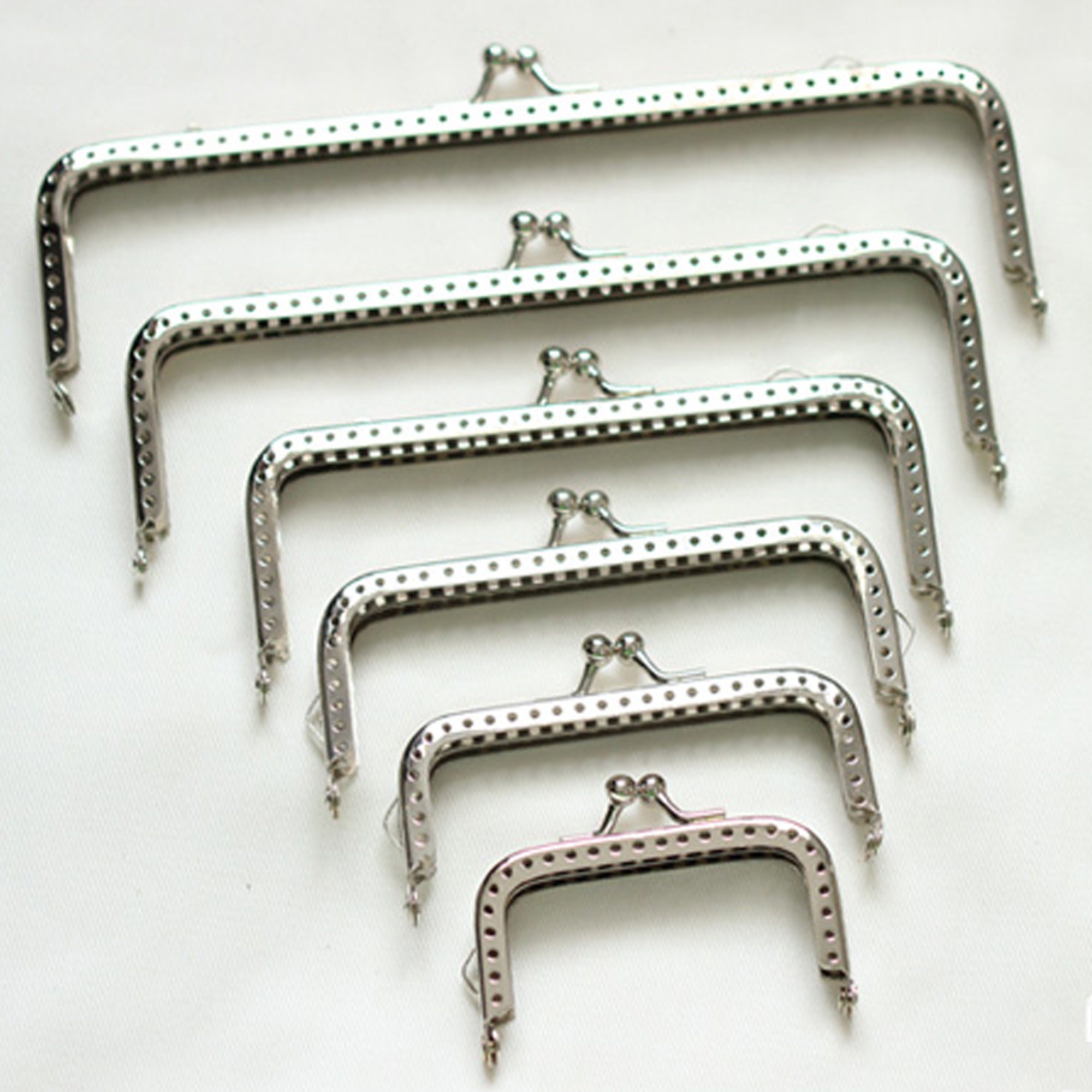 Kiss Lock Purse Frame, Vintage Silver Metal Purse Frame, Rectangular ...