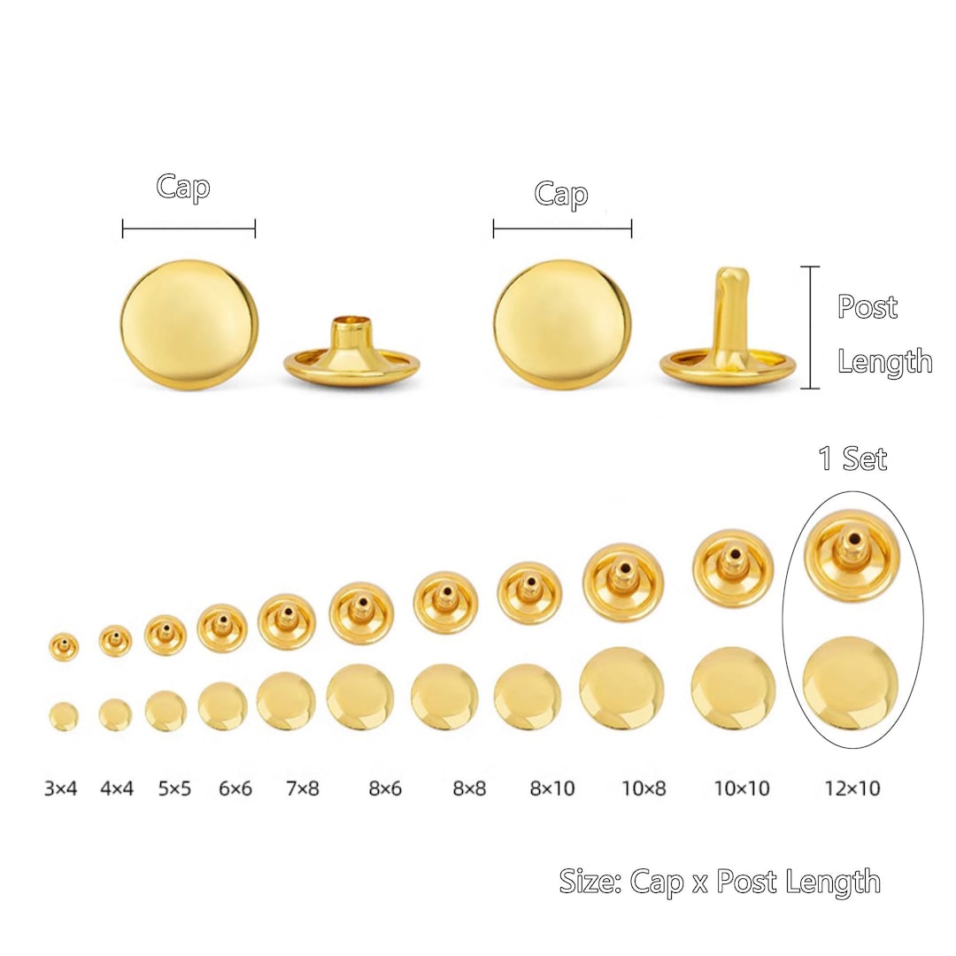 Double Cap Rivets, Round Rivet Fastener for Leather Craft, Brass Rivet ...