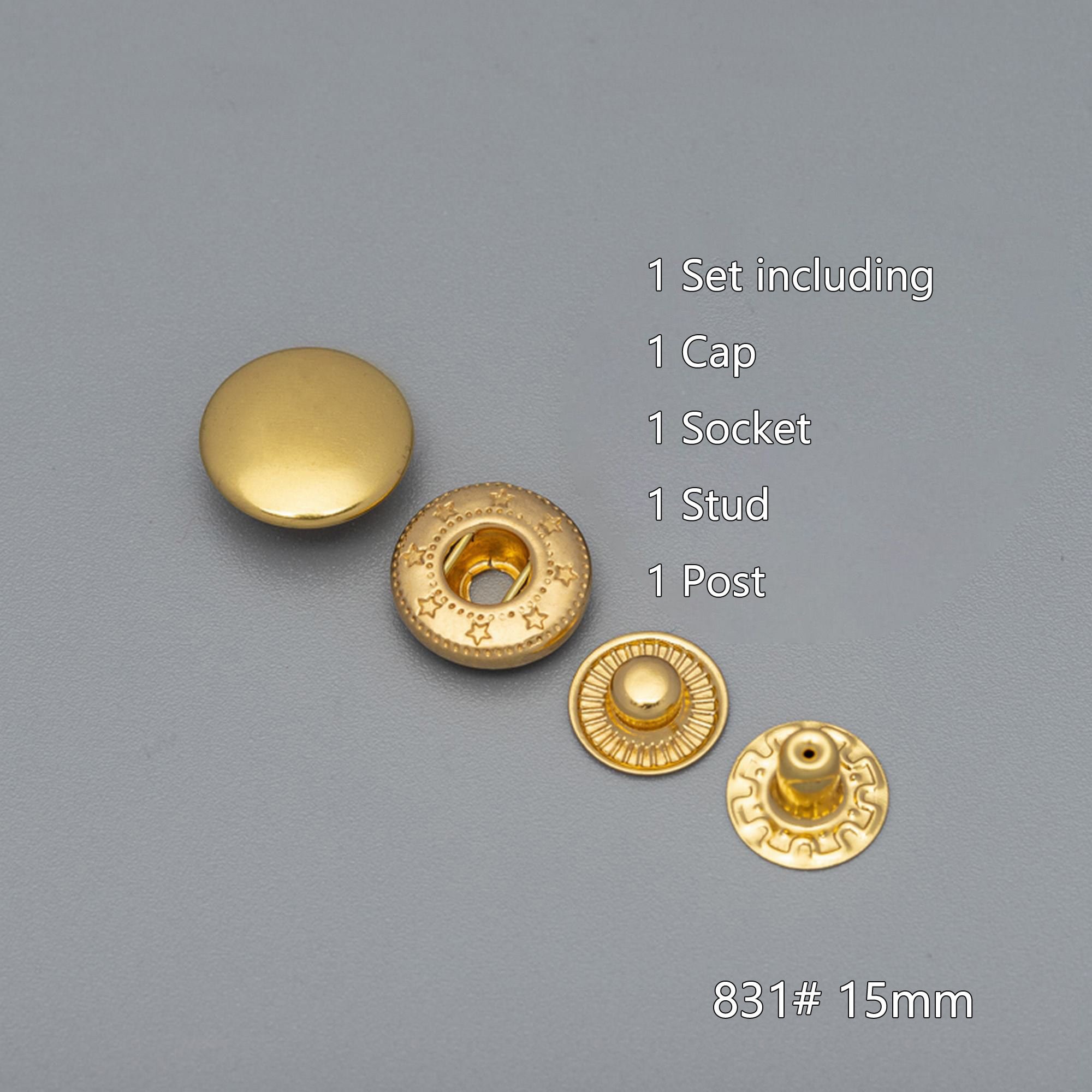 Metal Snap Buttons Fasteners, Raw Brass Rivet Poppers Snap Closure ...