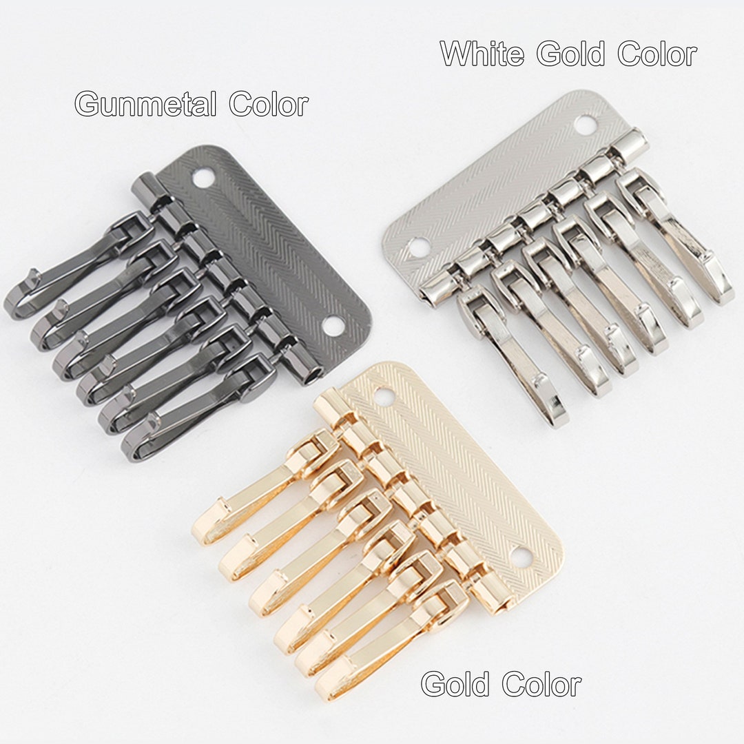 6 Hooks Metal Key Holder Plate, 2" (50mm) Metal Keychain Spring Snap ...