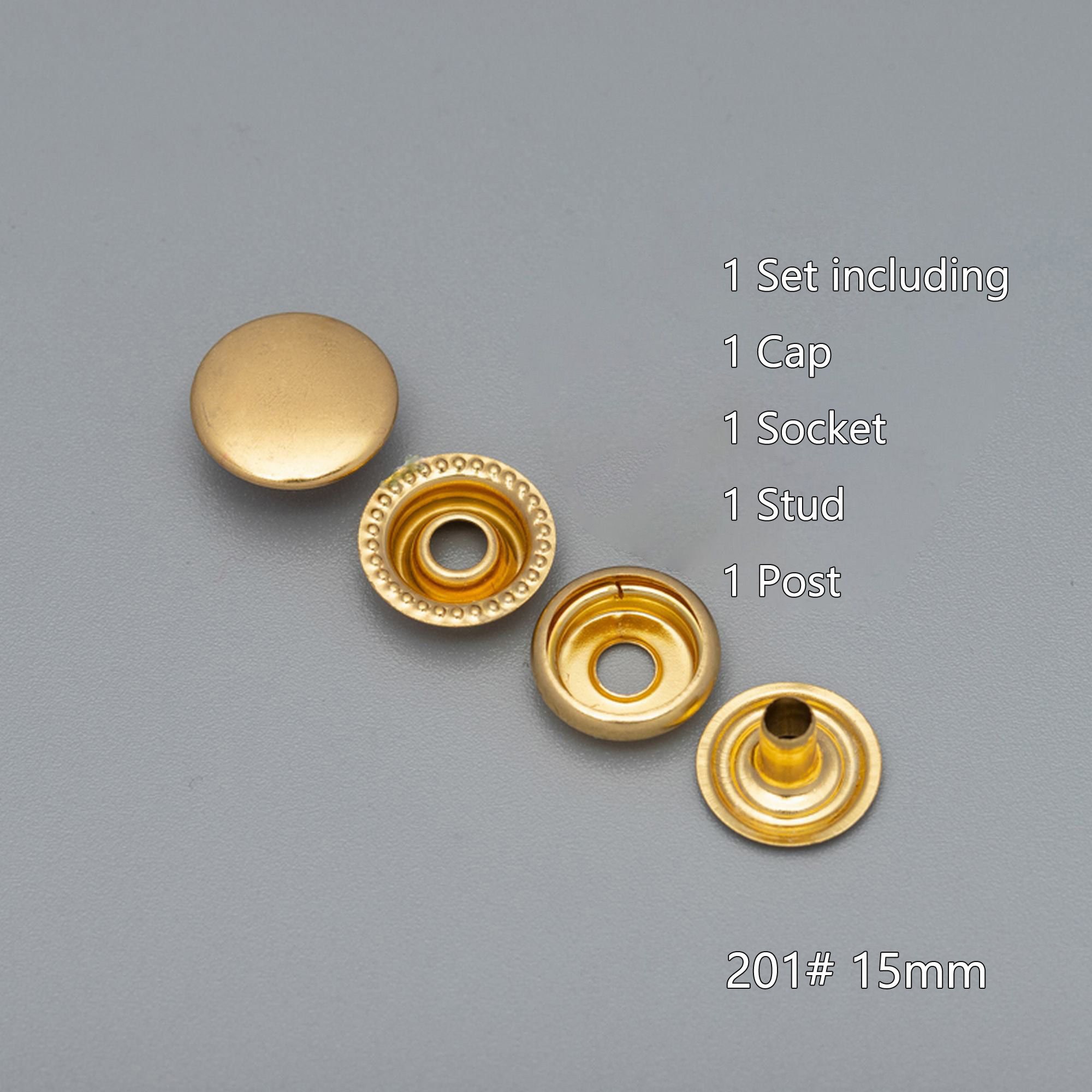 Metal Snap Buttons Fasteners, Raw Brass Rivet Poppers Snap Closure ...