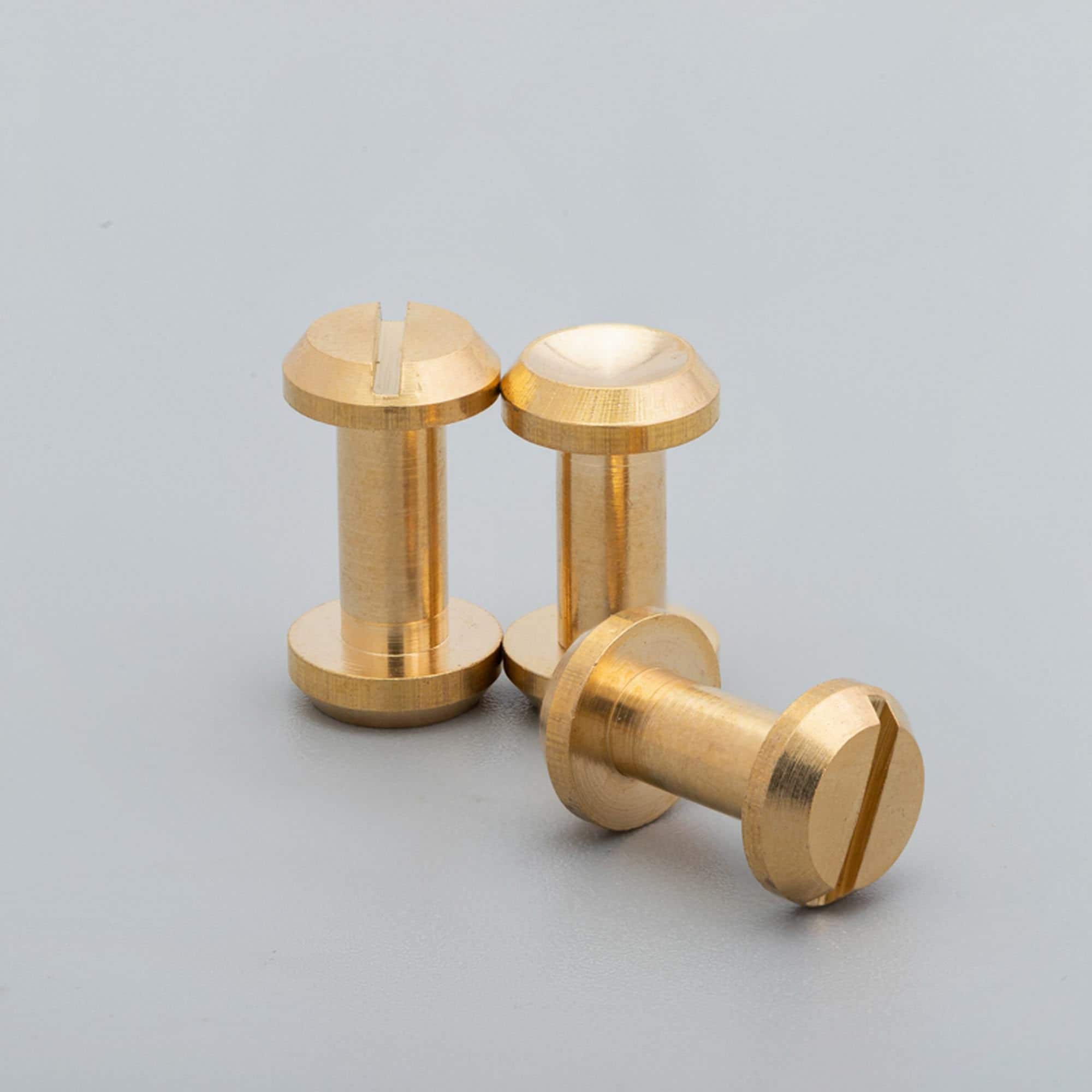 Solid Brass Chicago Screw Rivet, Multi Lengths Concave Flat Button Stud ...